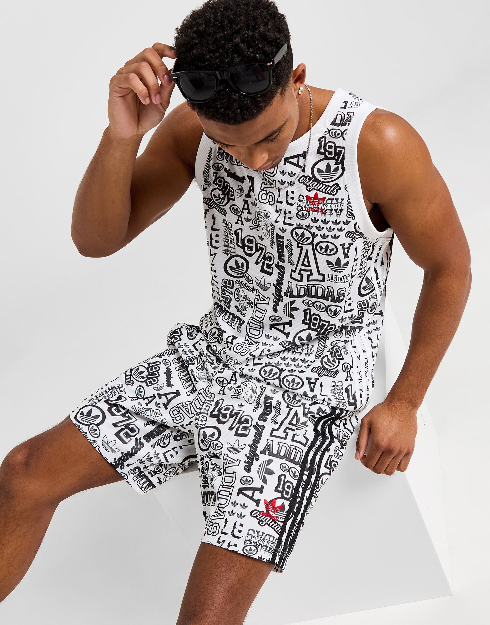 White adidas Originals Sticker Basketball Shorts - JD Sports NZ