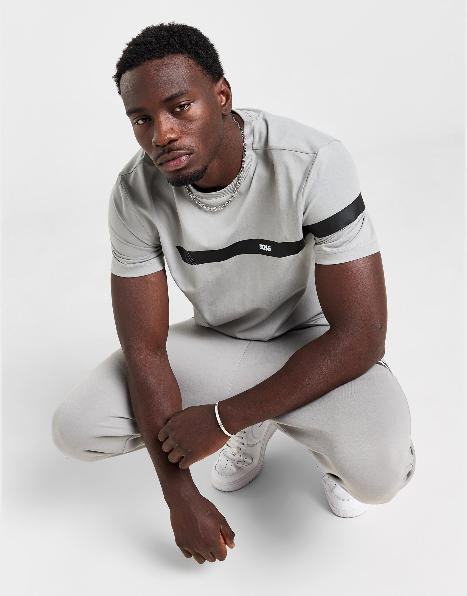 Grey BOSS Stripe T-Shirt - JD Sports Global