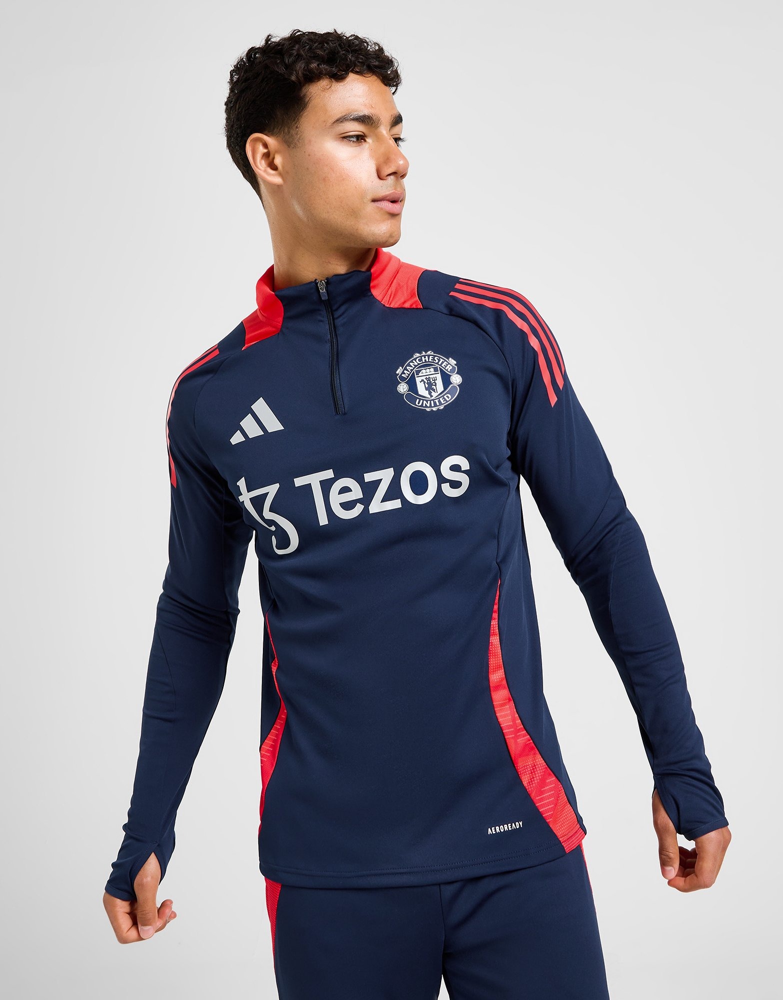 Night Indigo Bright Red adidas Manchester United FC 1/4 Zip Training ...