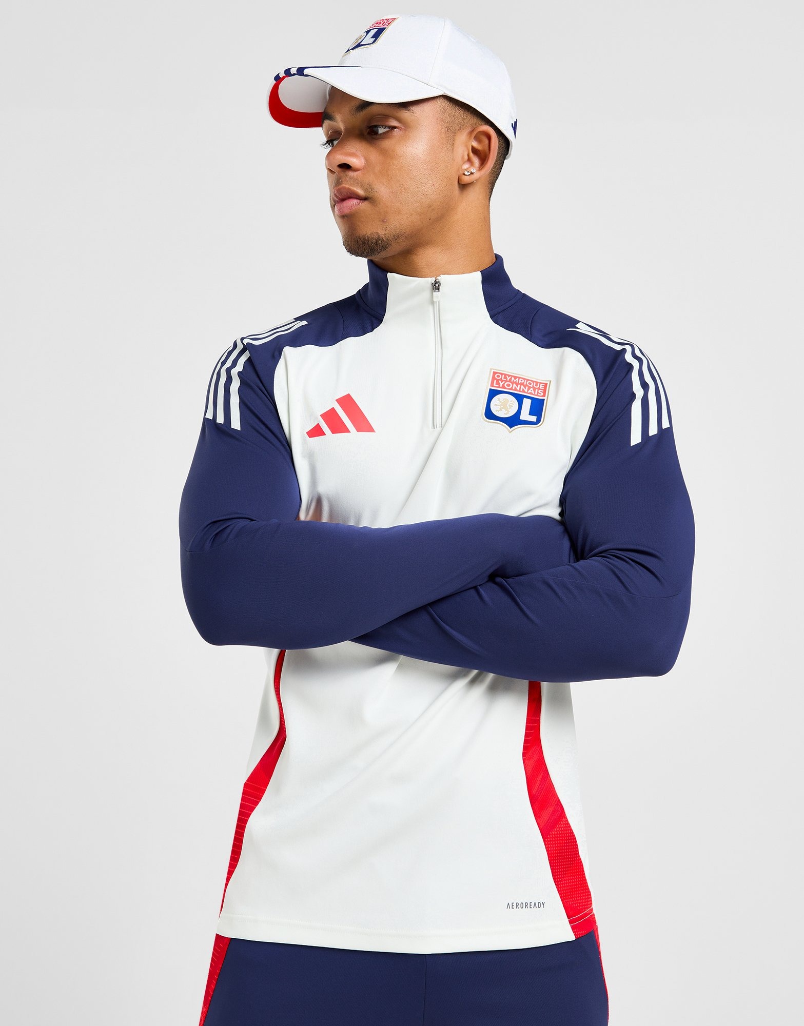 White adidas Olympique Lyon Training Top - JD Sports