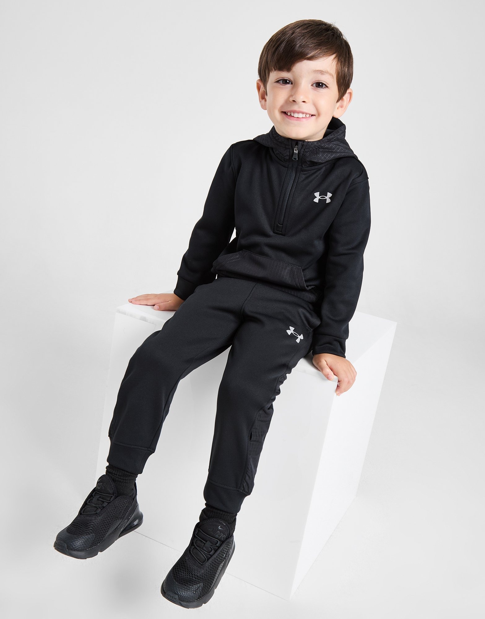 Black Under Armour Hooded 14 Zip Grid Fleece Tracksuit Infant Jd Sports Uk