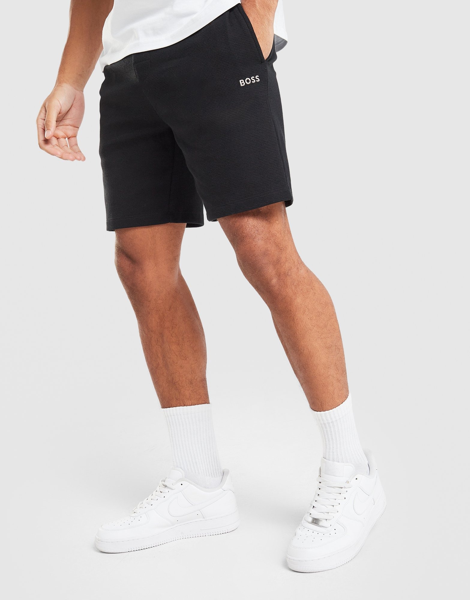 Black BOSS Waffle Shorts - JD Sports Global