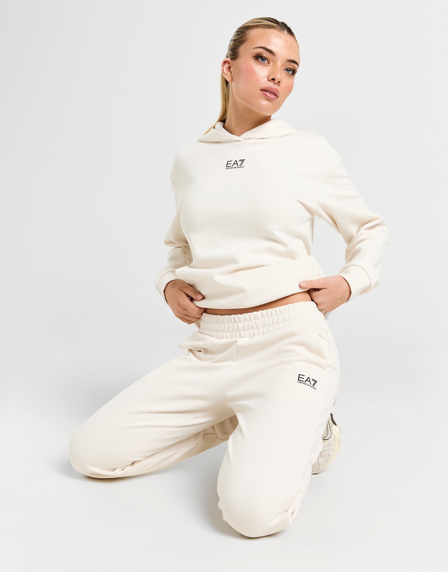 White EA7 Emporio Armani Essential Logo Joggers - JD Sports