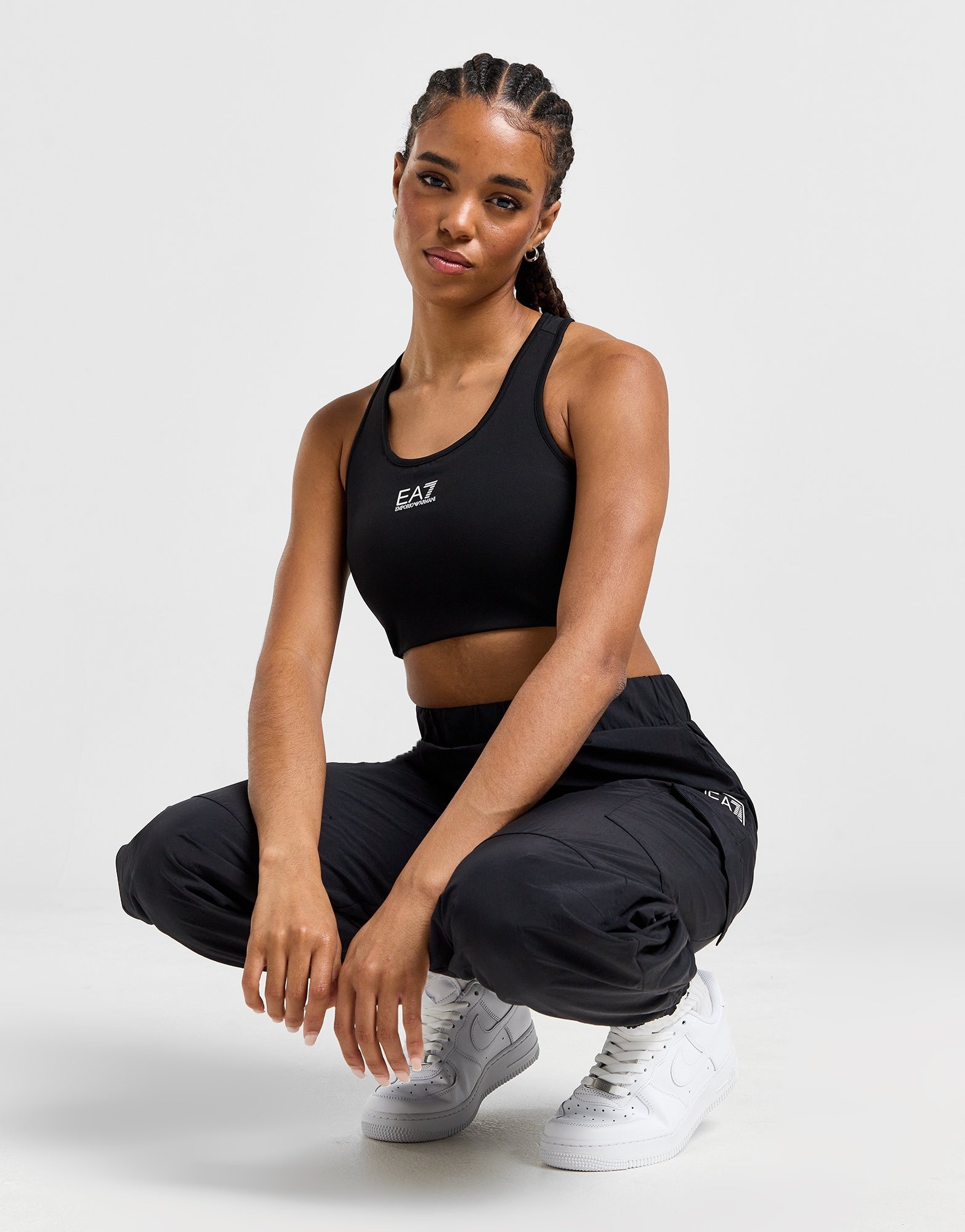 Black EA7 Emporio Armani Logo Sports Bra - JD Sports Ireland