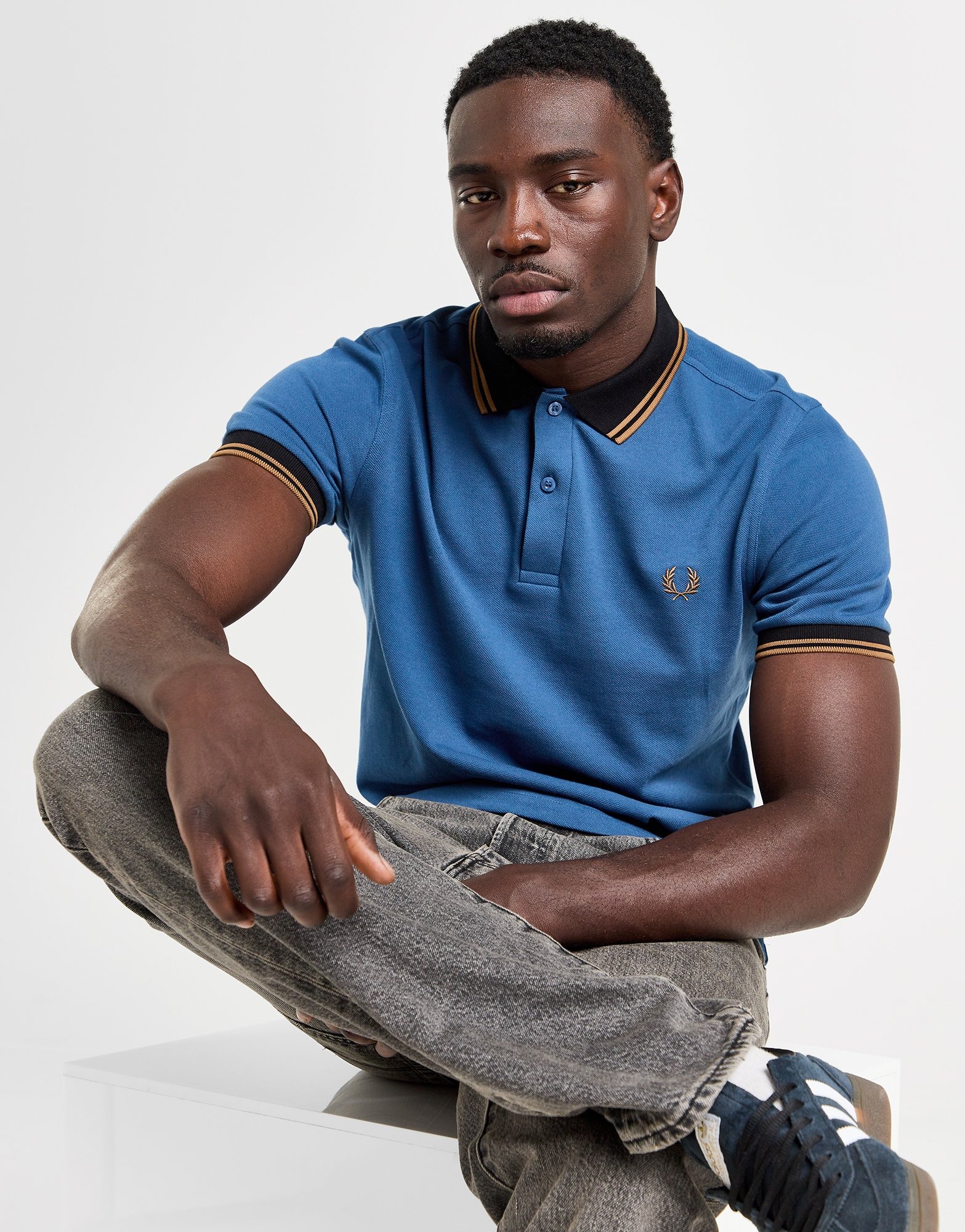 Fred Perry Polo Contrast Collar in Celeste | JD Sports