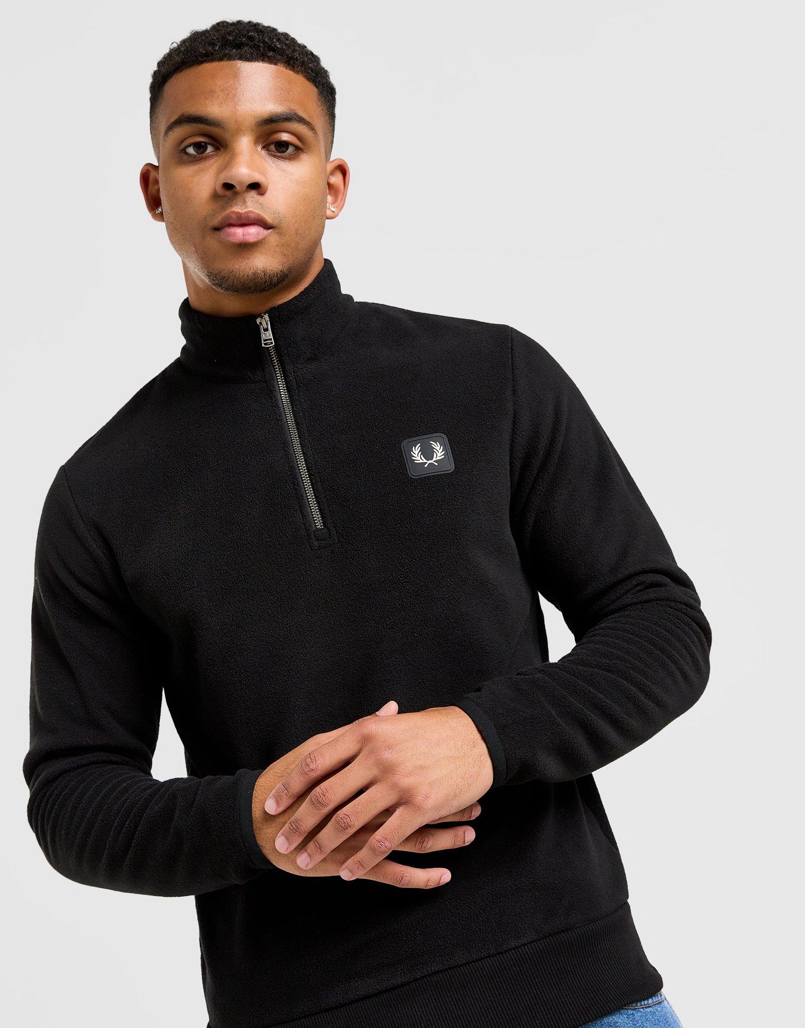 Black Fred Perry Badge Polar Fleece 1/2 Top - JD Sports Global