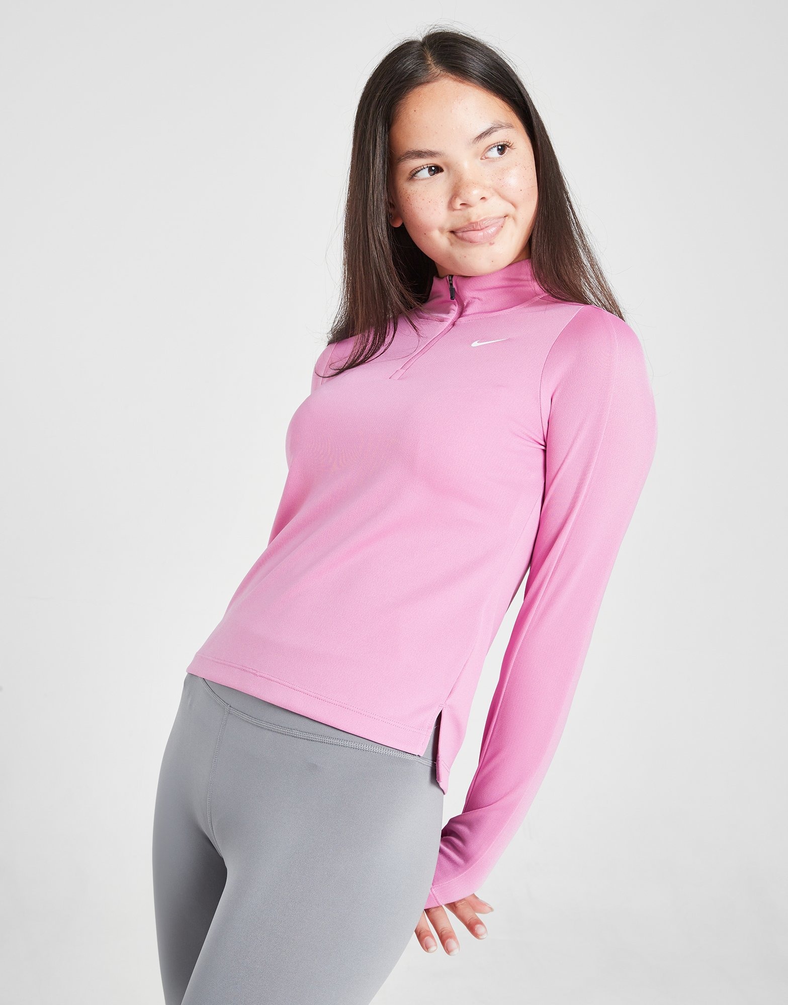 White Nike Girls' Fitness Long Sleeve 1/2 Zip Top Junior - JD Sports NZ
