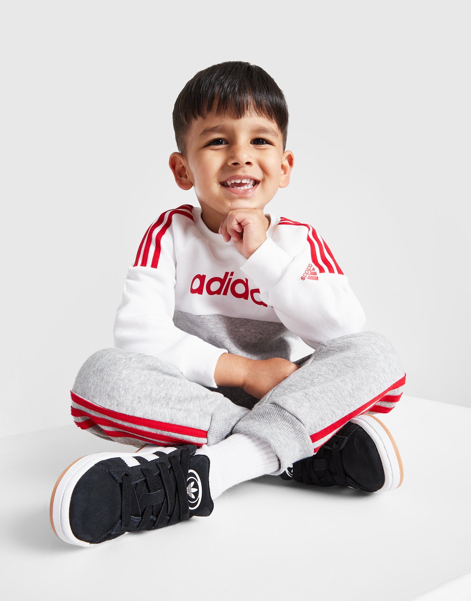 Grey Adidas Linear Colour Block Crew Tracksuit Infant Jd Sports Malaysia