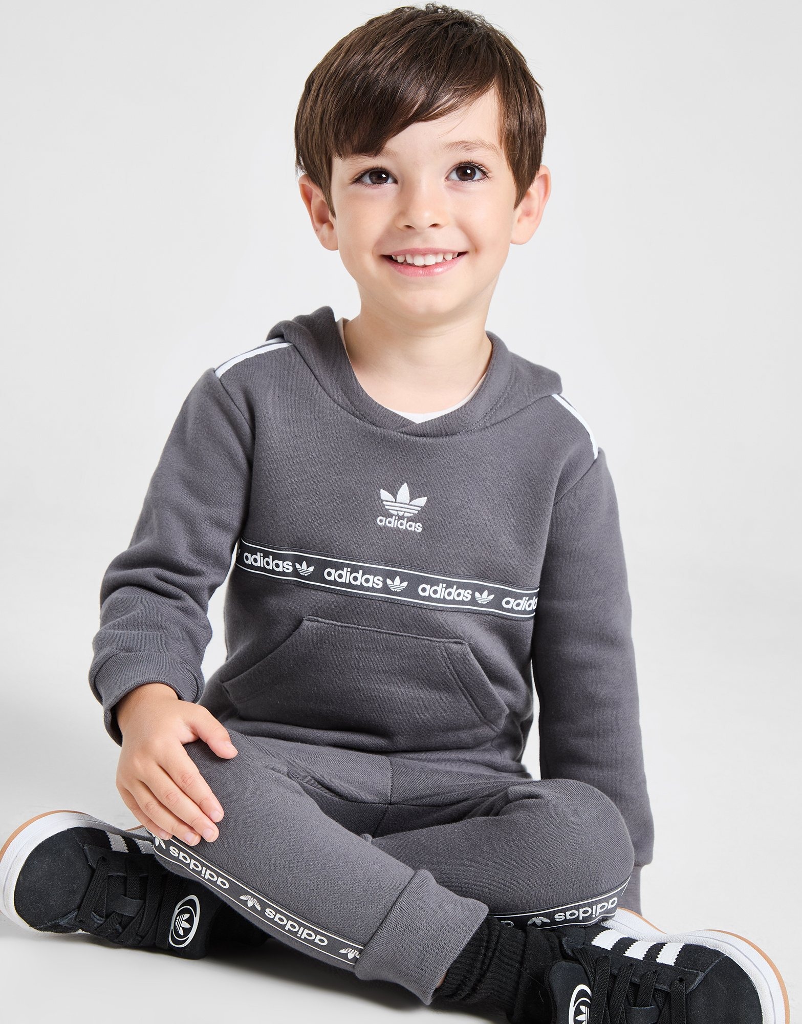 Grey Adidas Originals Tape Overhead Hooded Set Infant Jd Sports Global
