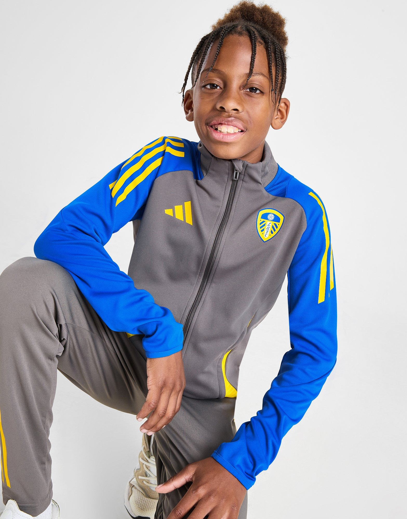 Grey adidas Leeds United FC Training Full Zip Jacket Junior - JD Sports ...