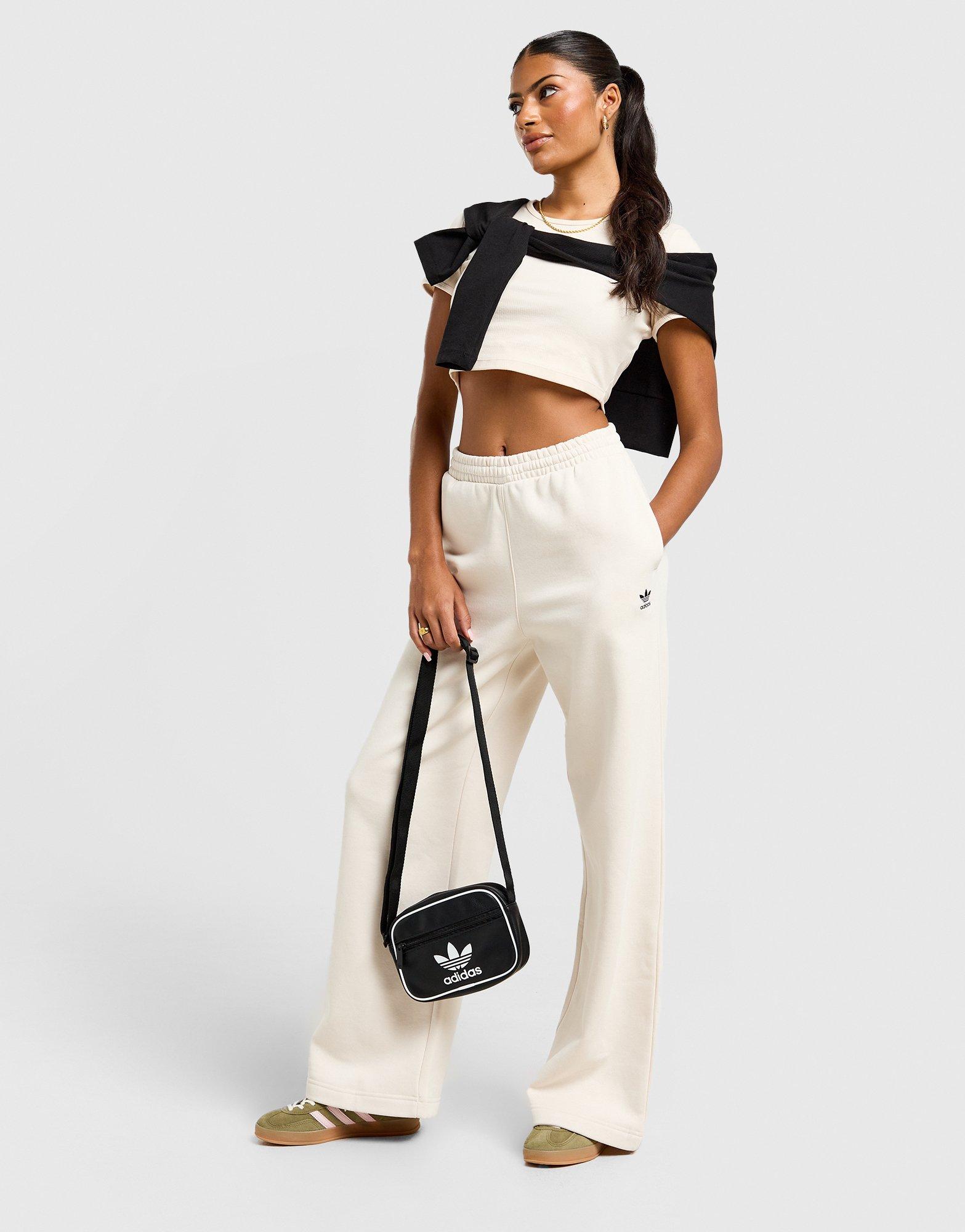 White adidas Originals Trefoil Essential Wide Joggers - JD Sports