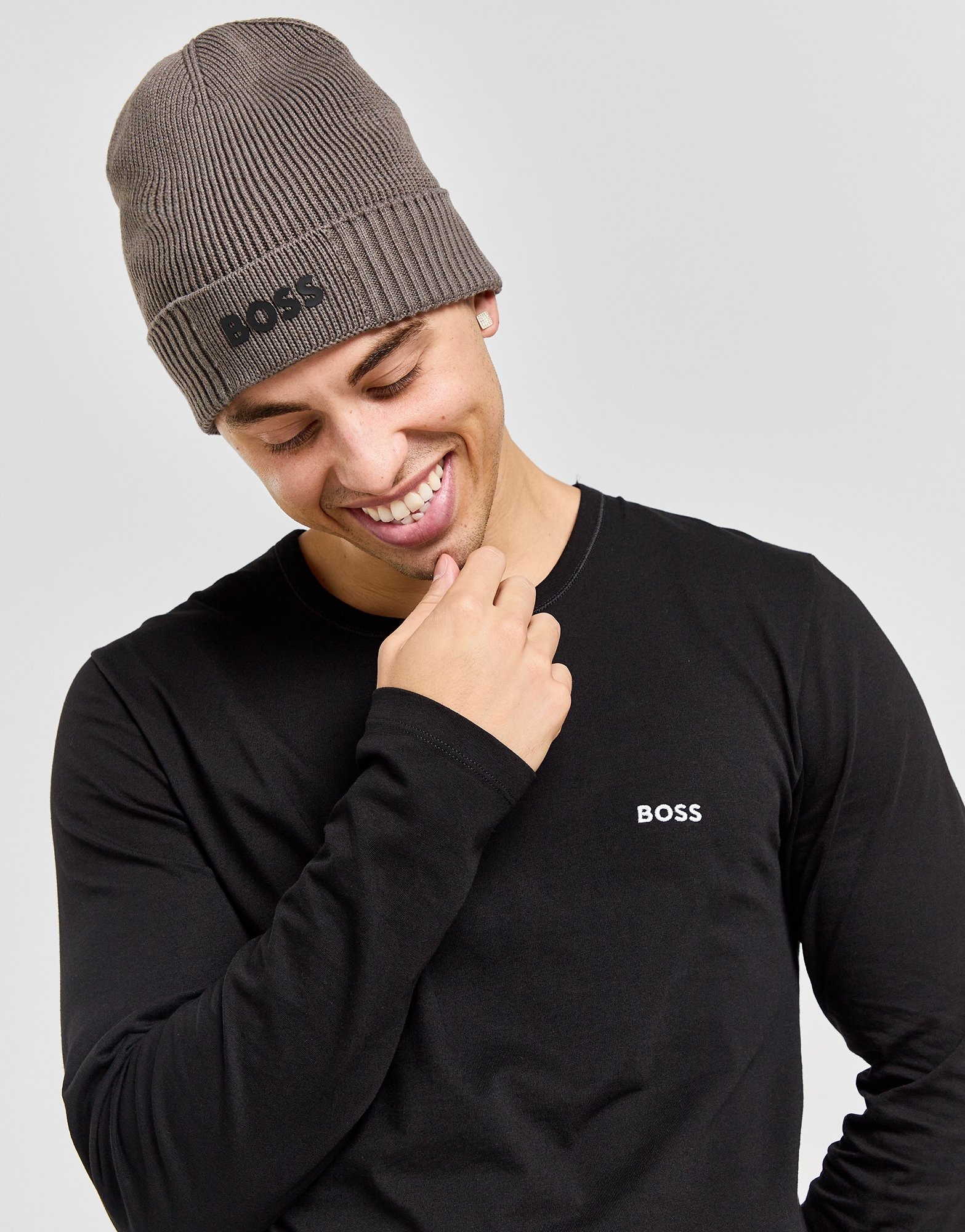 Grey BOSS Asic X Beanie Hat - JD Sports Ireland