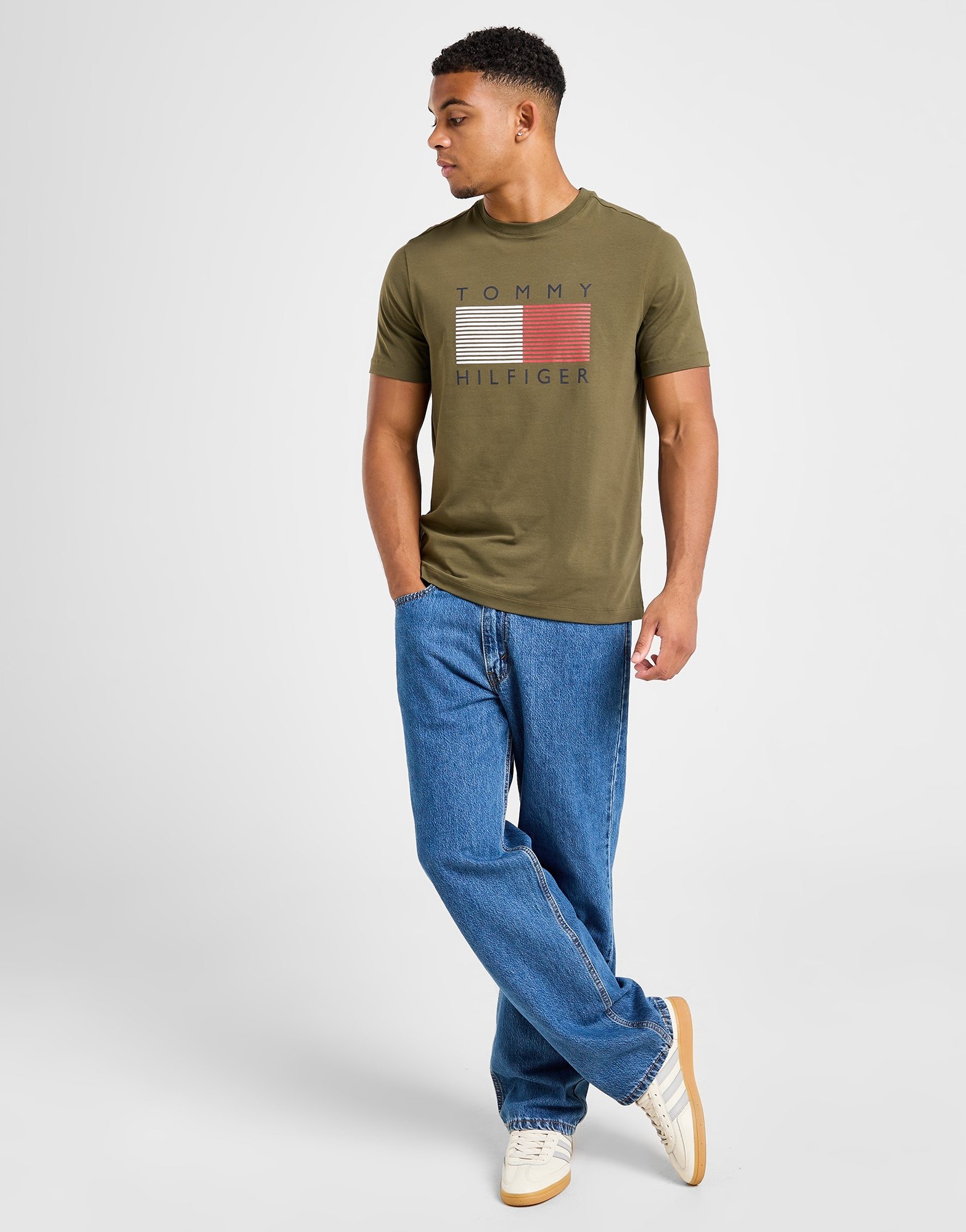 Tommy Hilfiger T-shirt Stripe Flag Homme Vert- JD Sports France