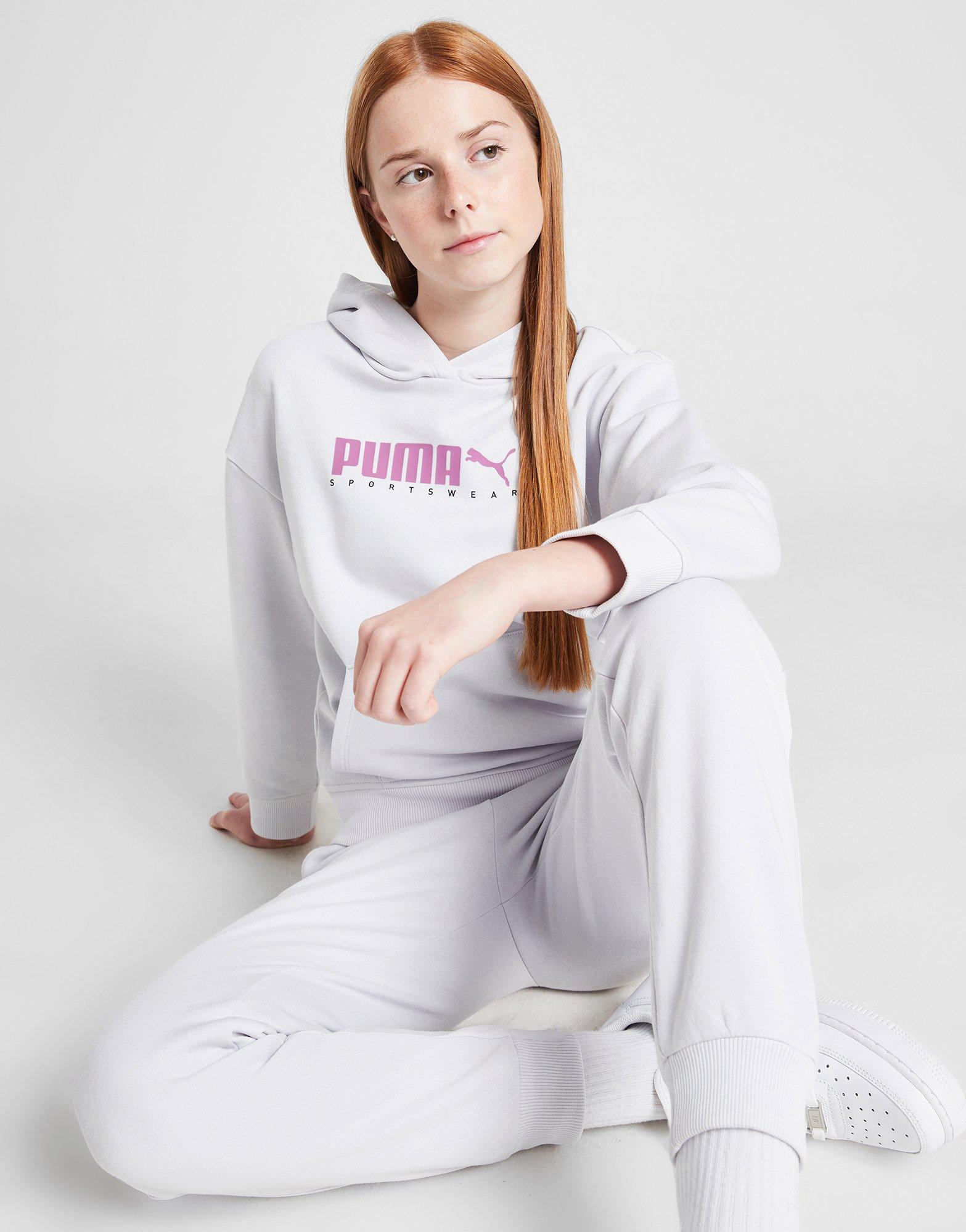 Grey PUMA Girls' Logo Hoodie Junior - JD Sports NZ