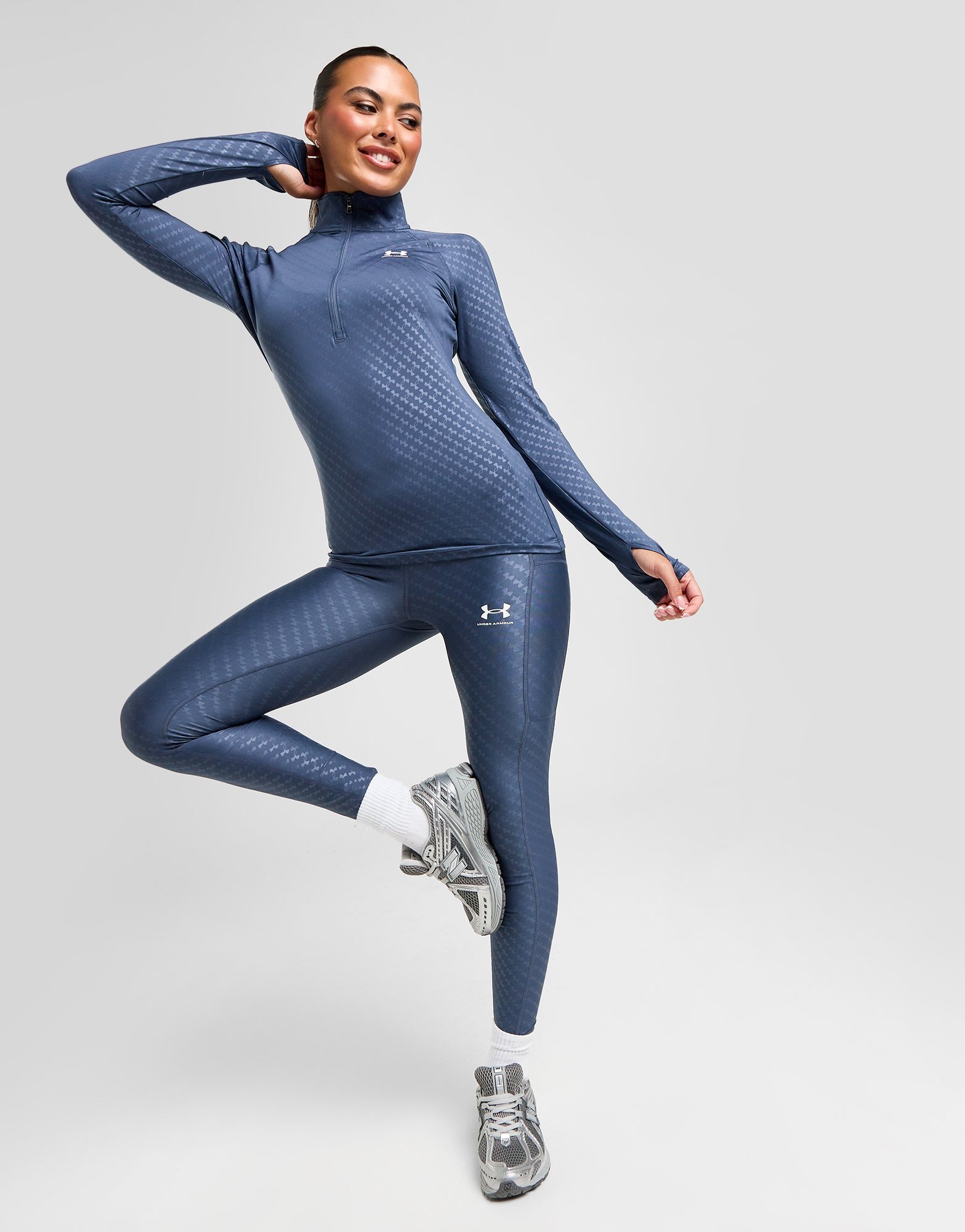 Grey Under Armour Embossed All Over Print Tights Jd Sports