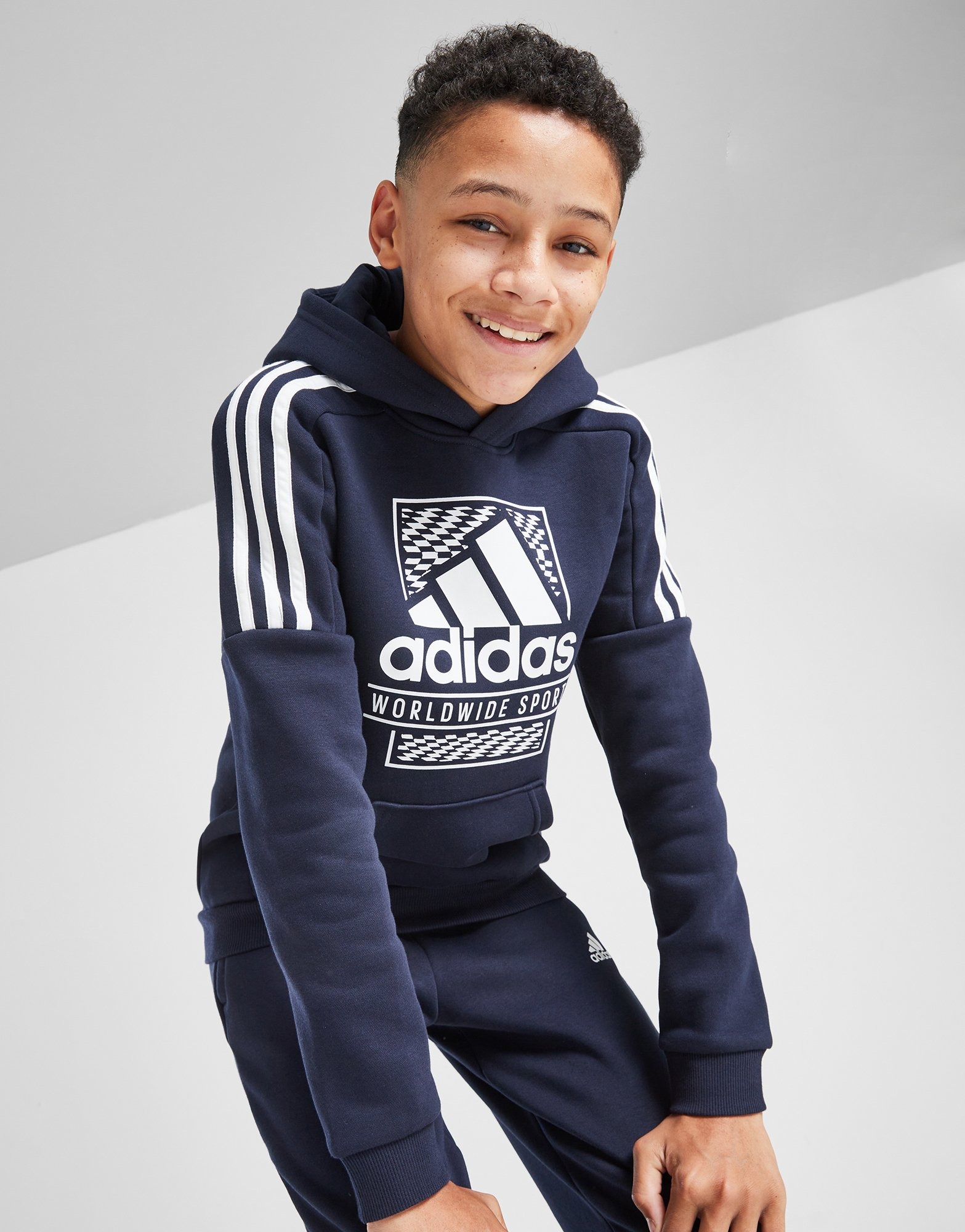 Blue adidas Box Logo Hoodie Junior - JD Sports Ireland