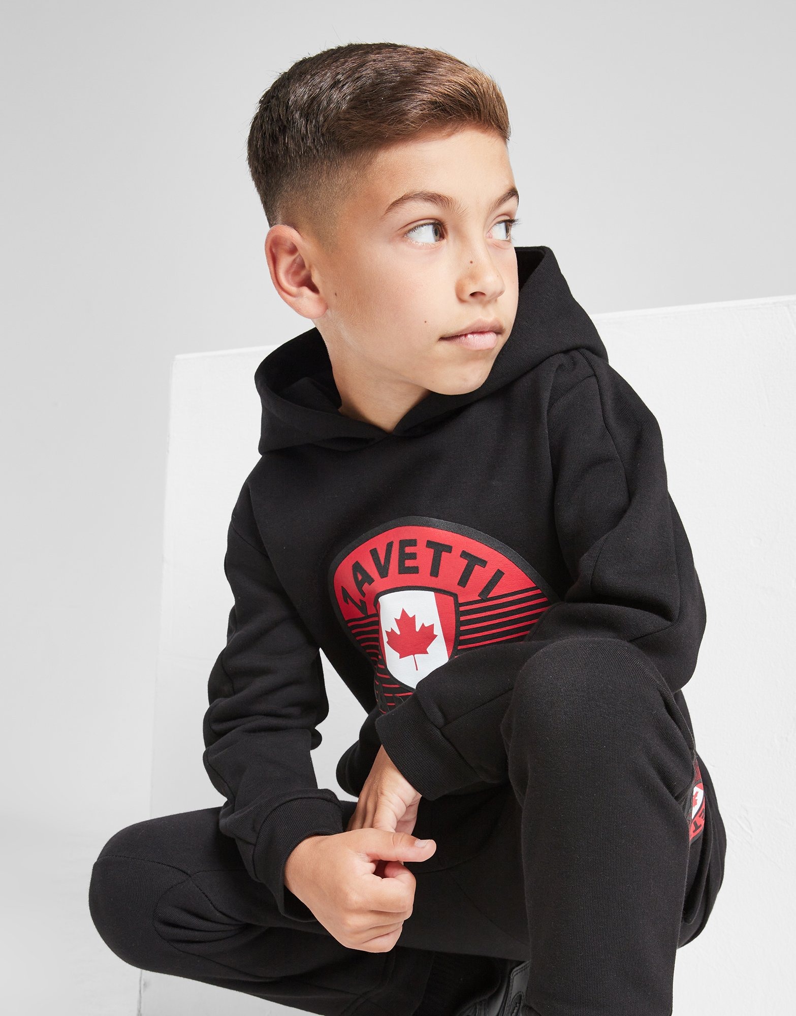 Black Zavetti Canada Botticini Hooded Cargo Tracksuit Children - JD ...