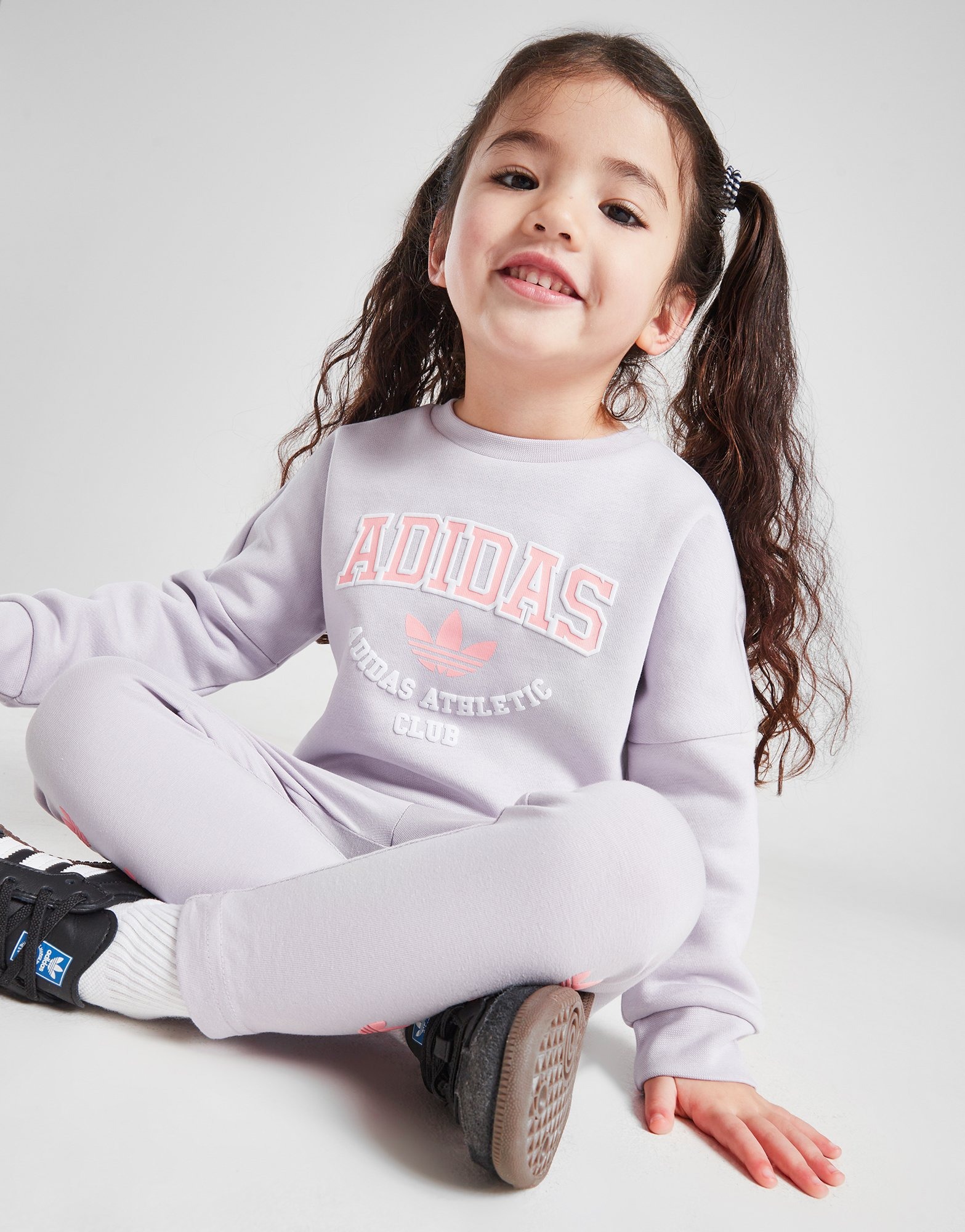 Purple Adidas Originals Girls Varsity Crew Sweatshirtleggings Set