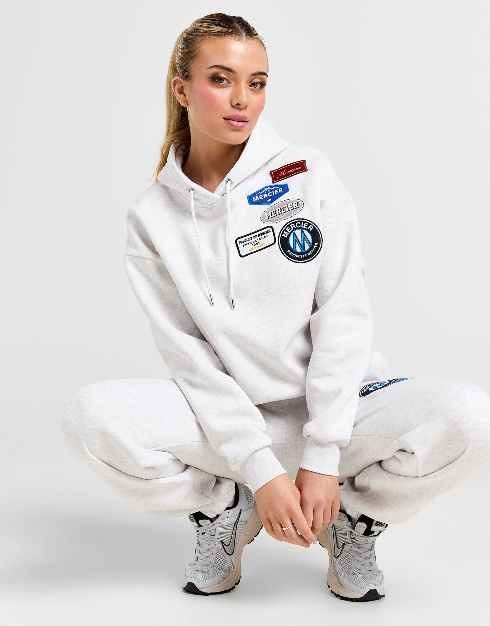 Grey MERCIER OG Badge Hoodie - JD Sports Ireland