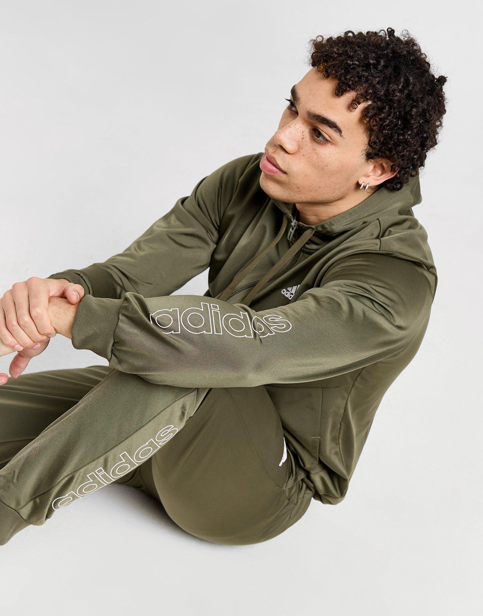 Green adidas Poly Linear Full Zip Tracksuit - JD Sports