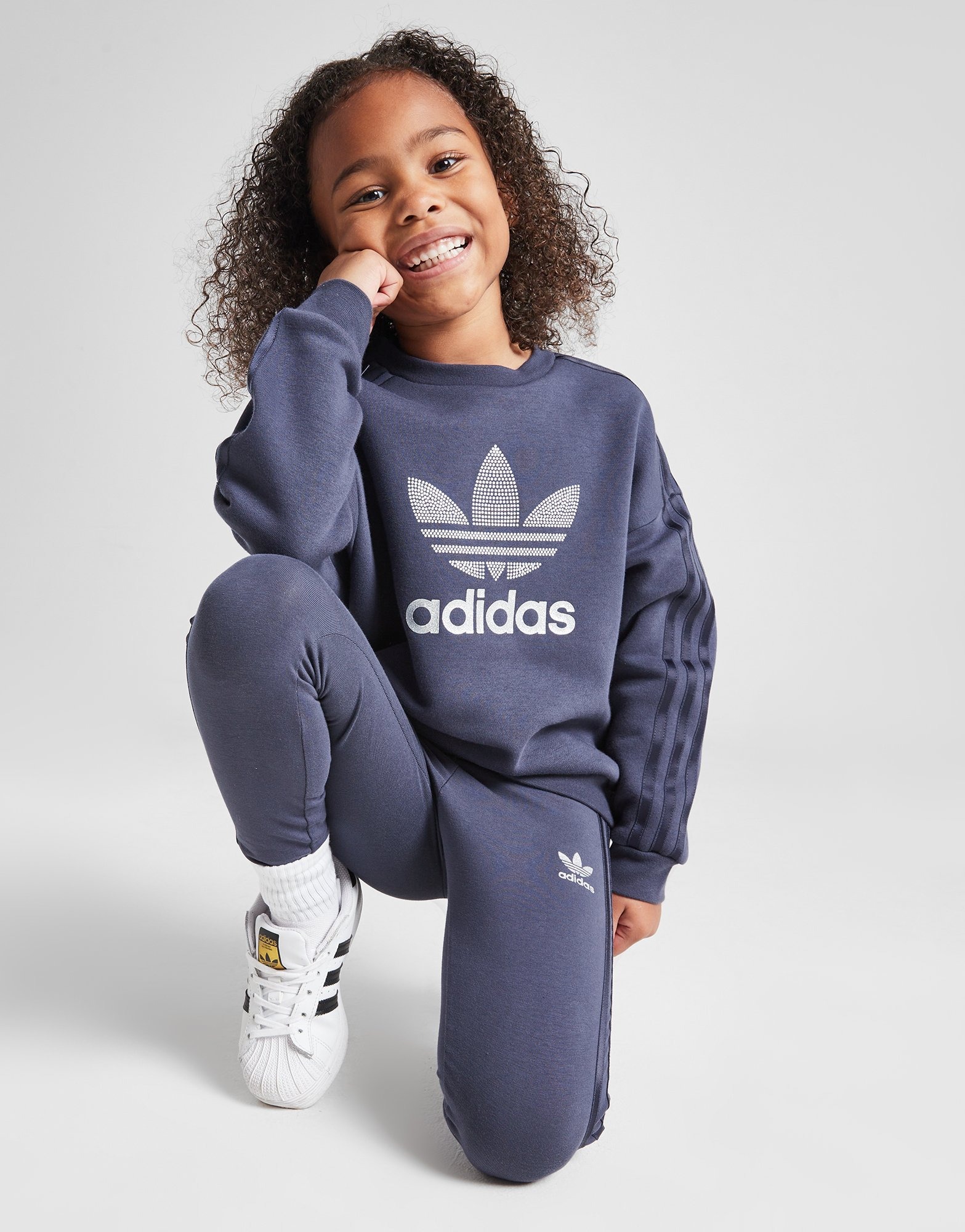 Blue adidas Originals Girls' Diamante Crew Tracksuit Children - JD ...