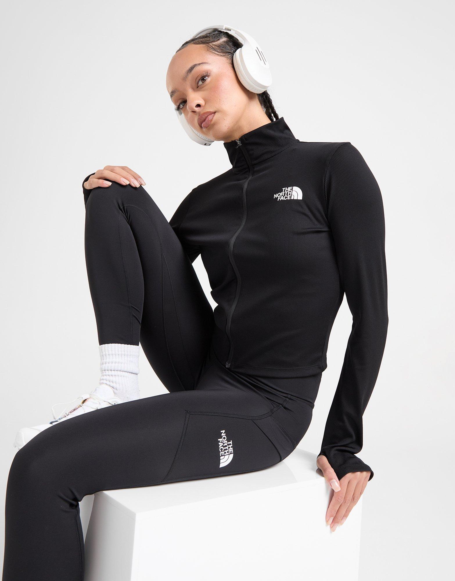 Black The North Face Rib Long Sleeve Full Zip Top - JD Sports NZ