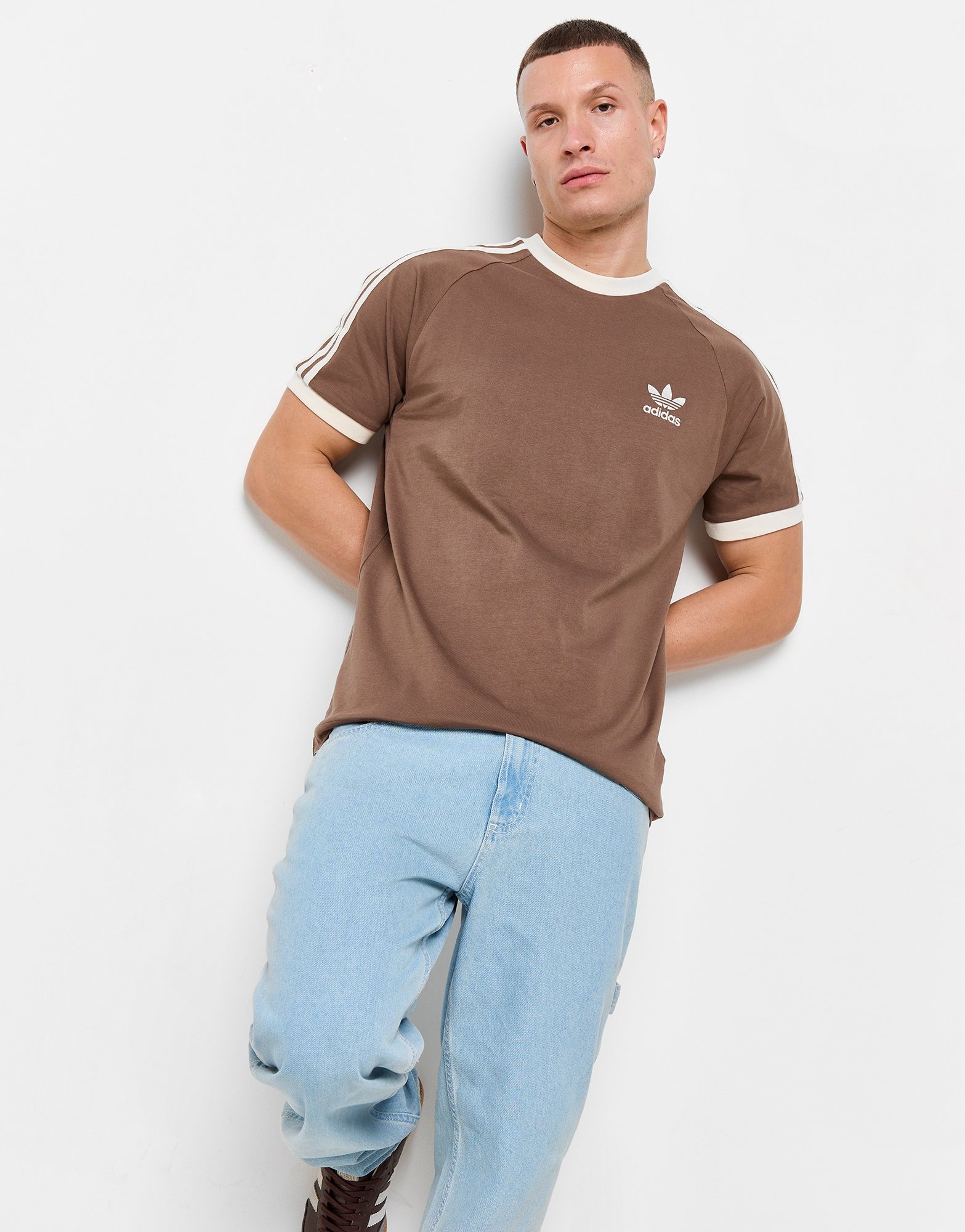 Brown Adidas Originals Adicolor Classics 3 Stripes T Shirt Jd Sports