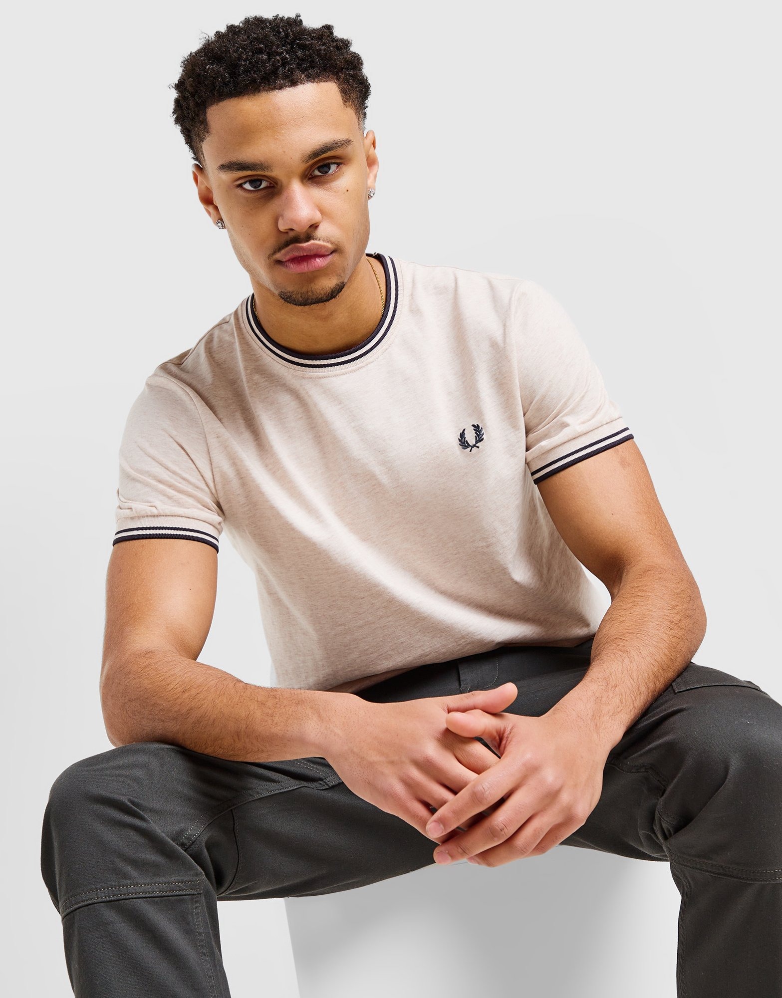 White Fred Perry Twin Tipped Ringer T-Shirt - JD Sports Global