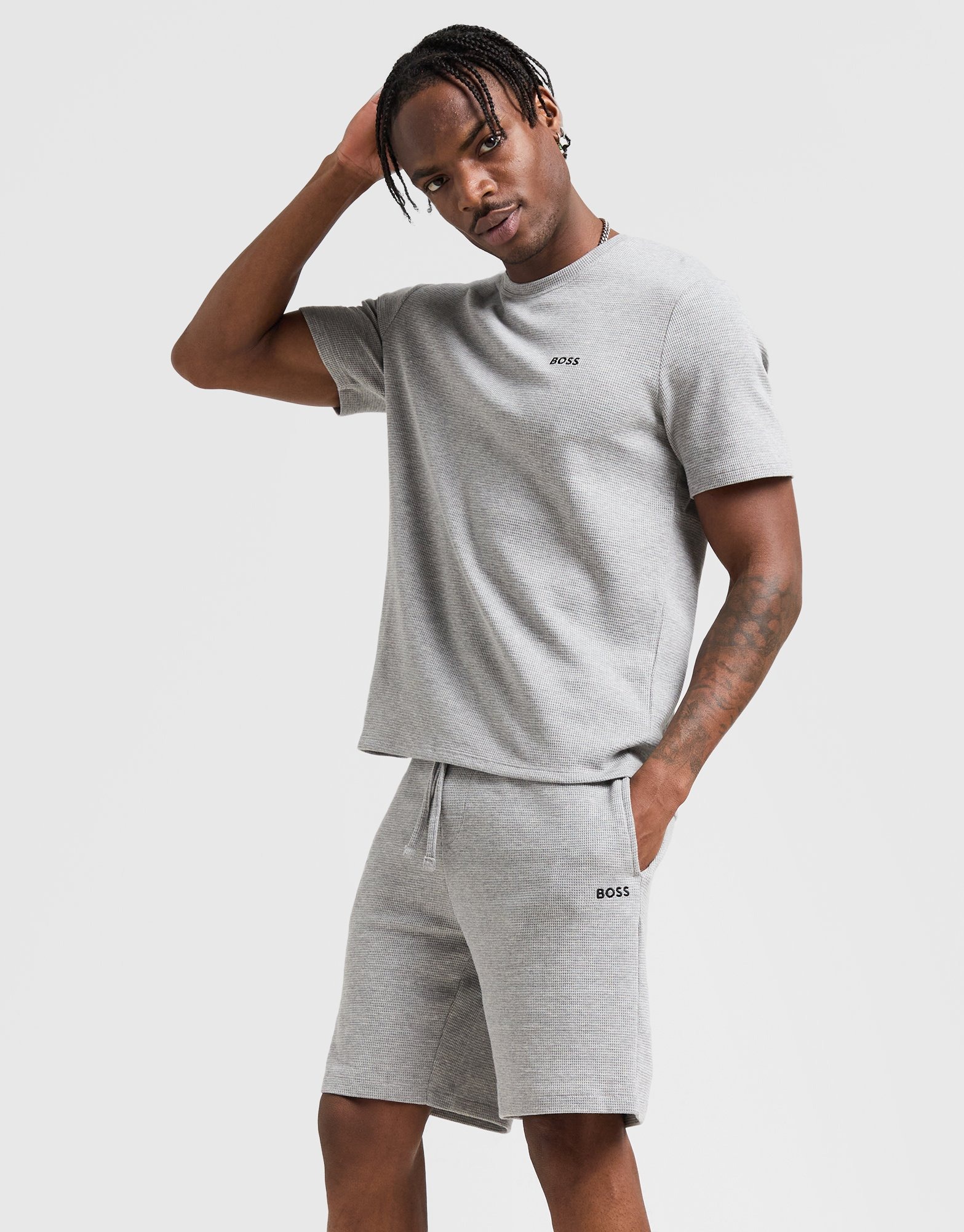 Grey BOSS Waffle Shorts - JD Sports Ireland