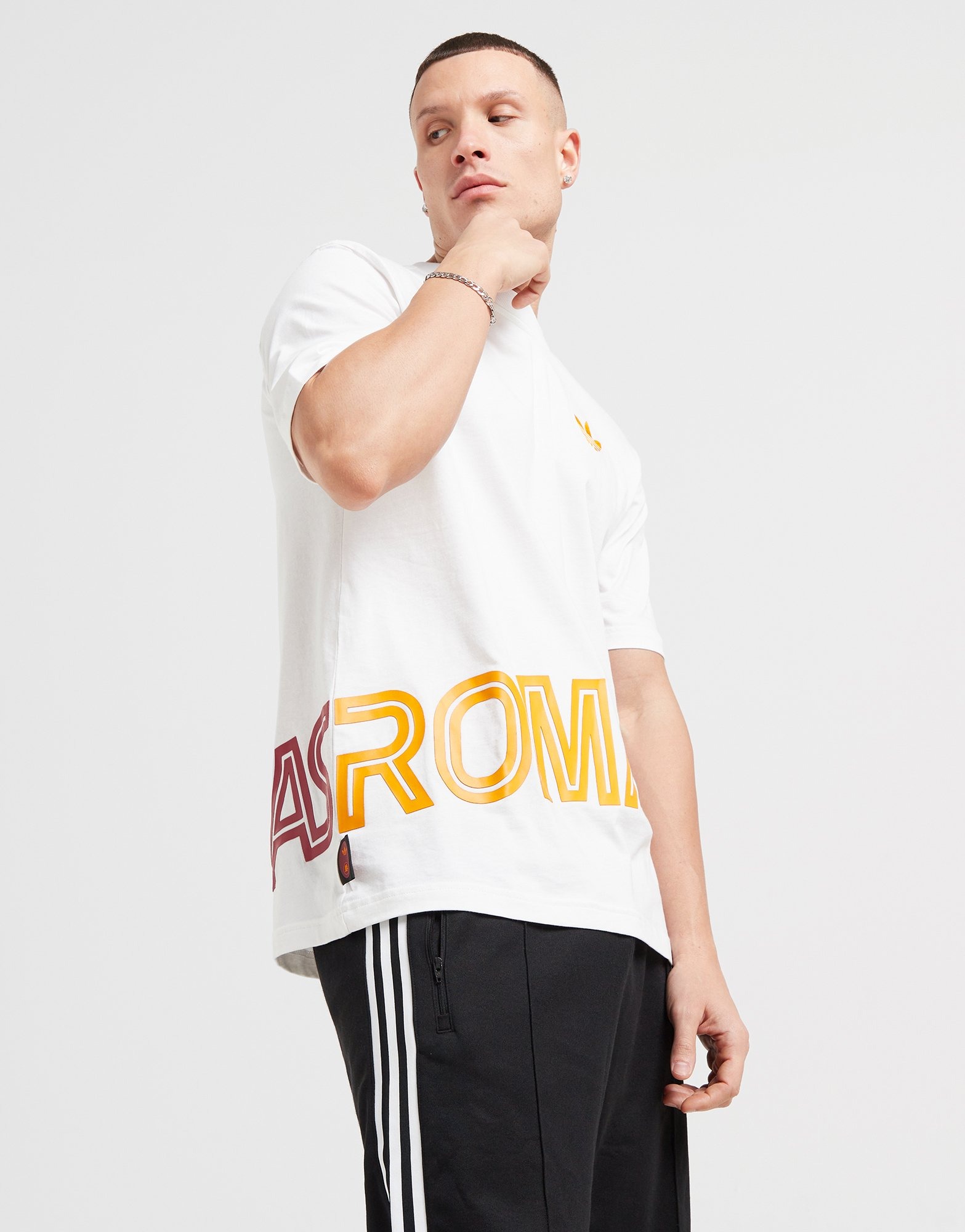 White adidas Originals AS Roma Graphic T-Shirt - JD Sports