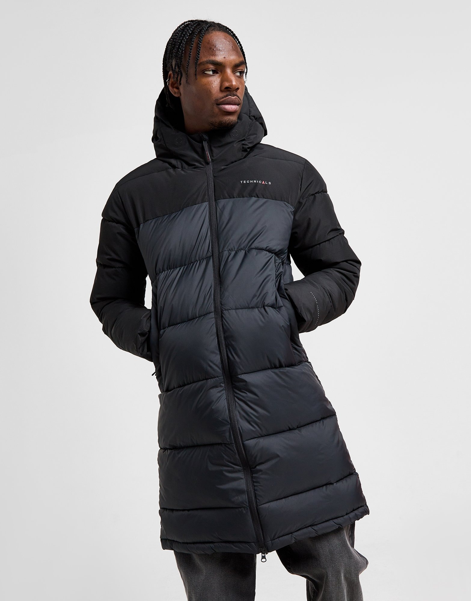 Technicals Sway Longline Bubble Jacket in Nero | JD Sports