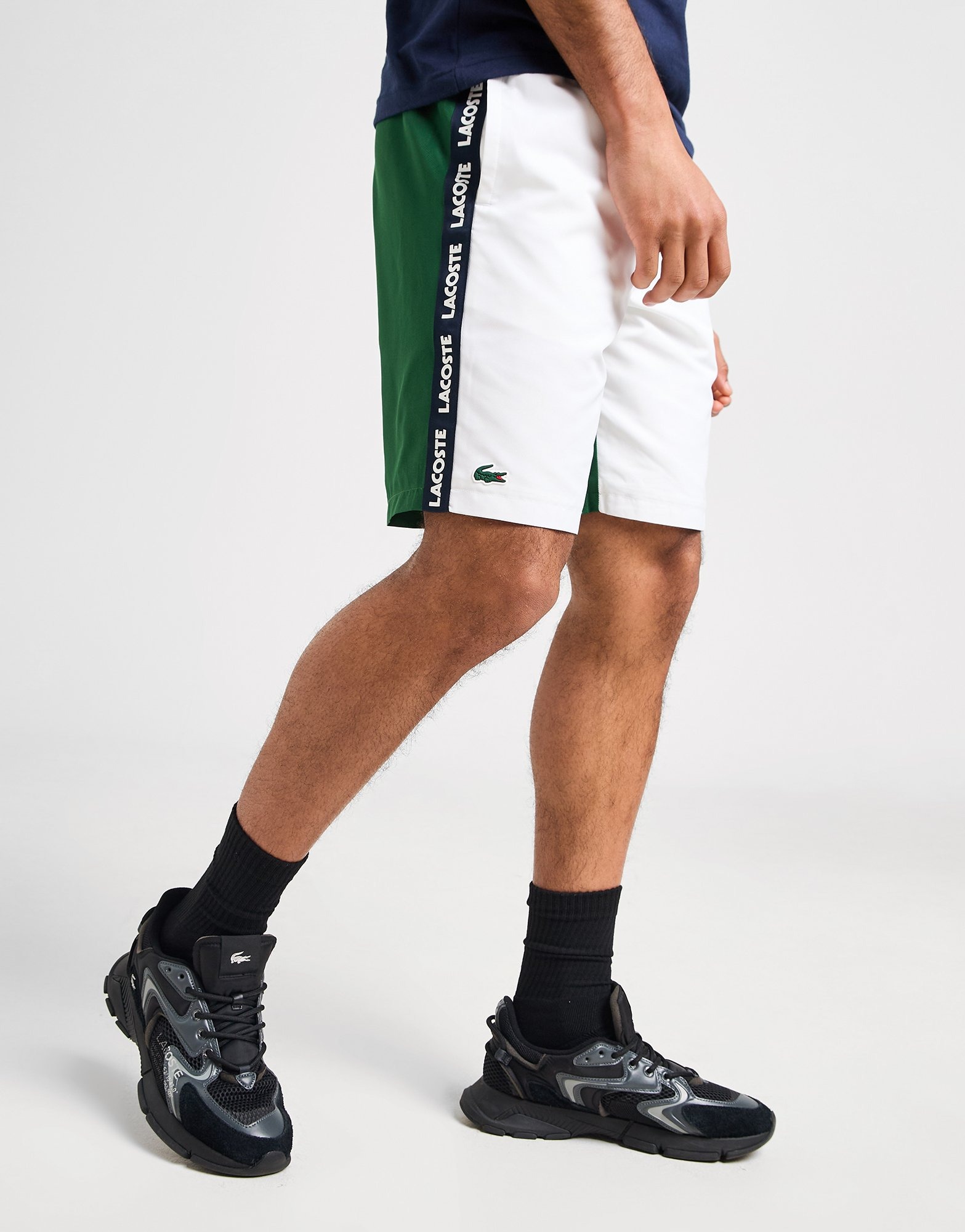 White Lacoste Colour Block Tape Shorts - JD Sports NZ