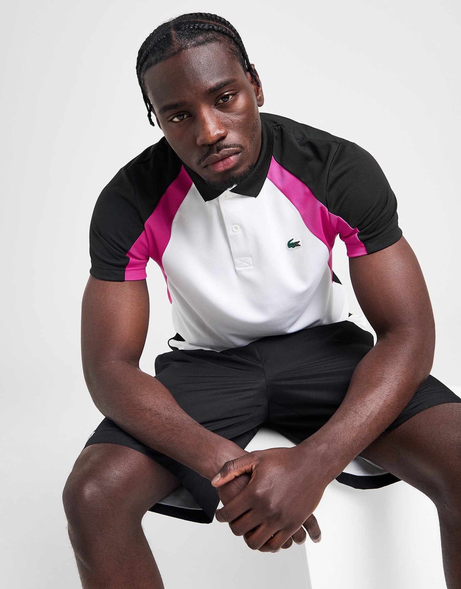 Black Lacoste Back Logo Colour Block Polo Shirt - JD Sports NZ