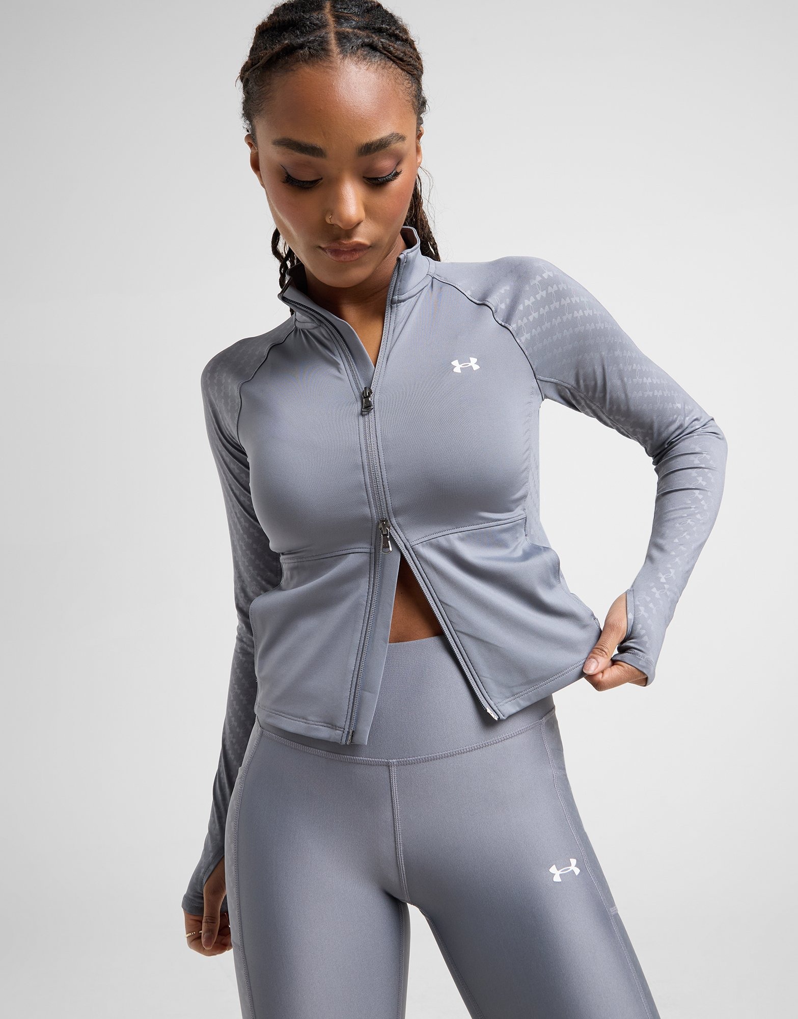 Grey Under Armour Emblem All Over Print Full Zip Top Jd Sports