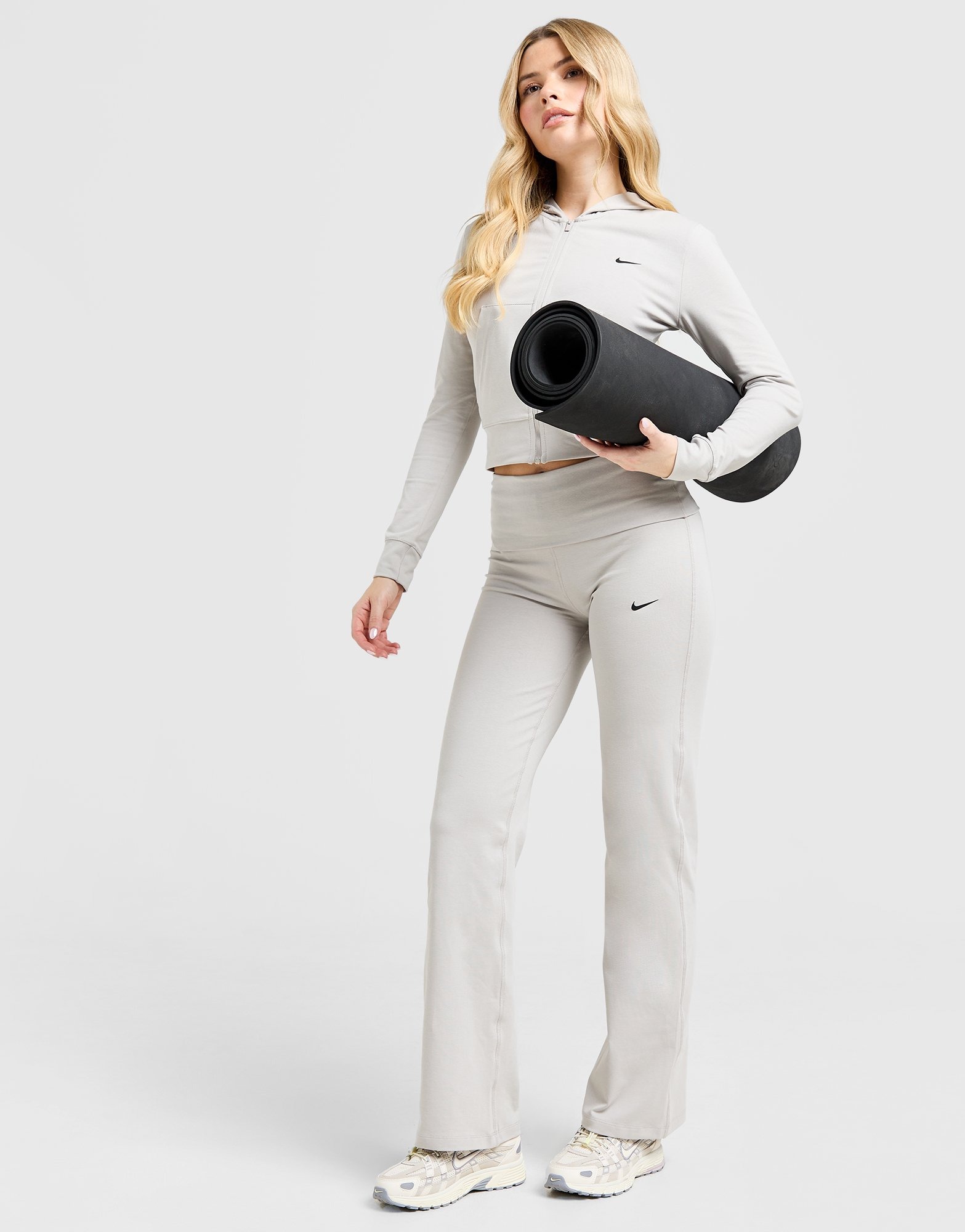 Grey Nike Essential Fold-Over Flare Pants - JD Sports NZ