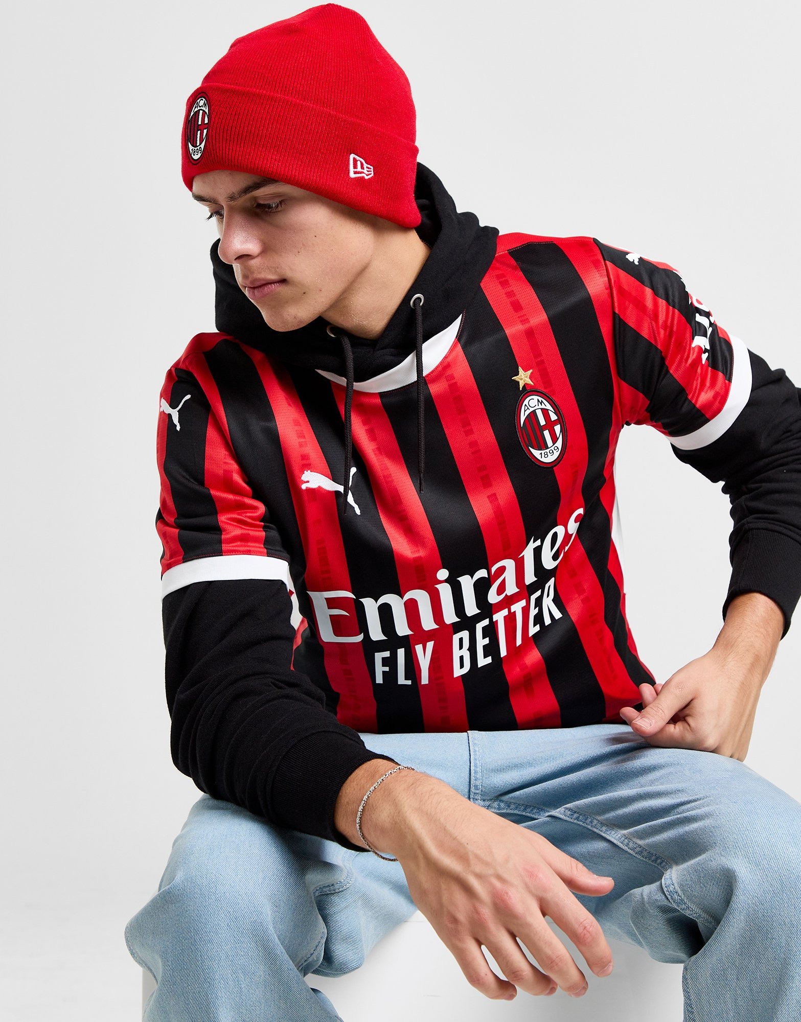 Red New Era AC Milan Cuffed Beanie - JD Sports Global