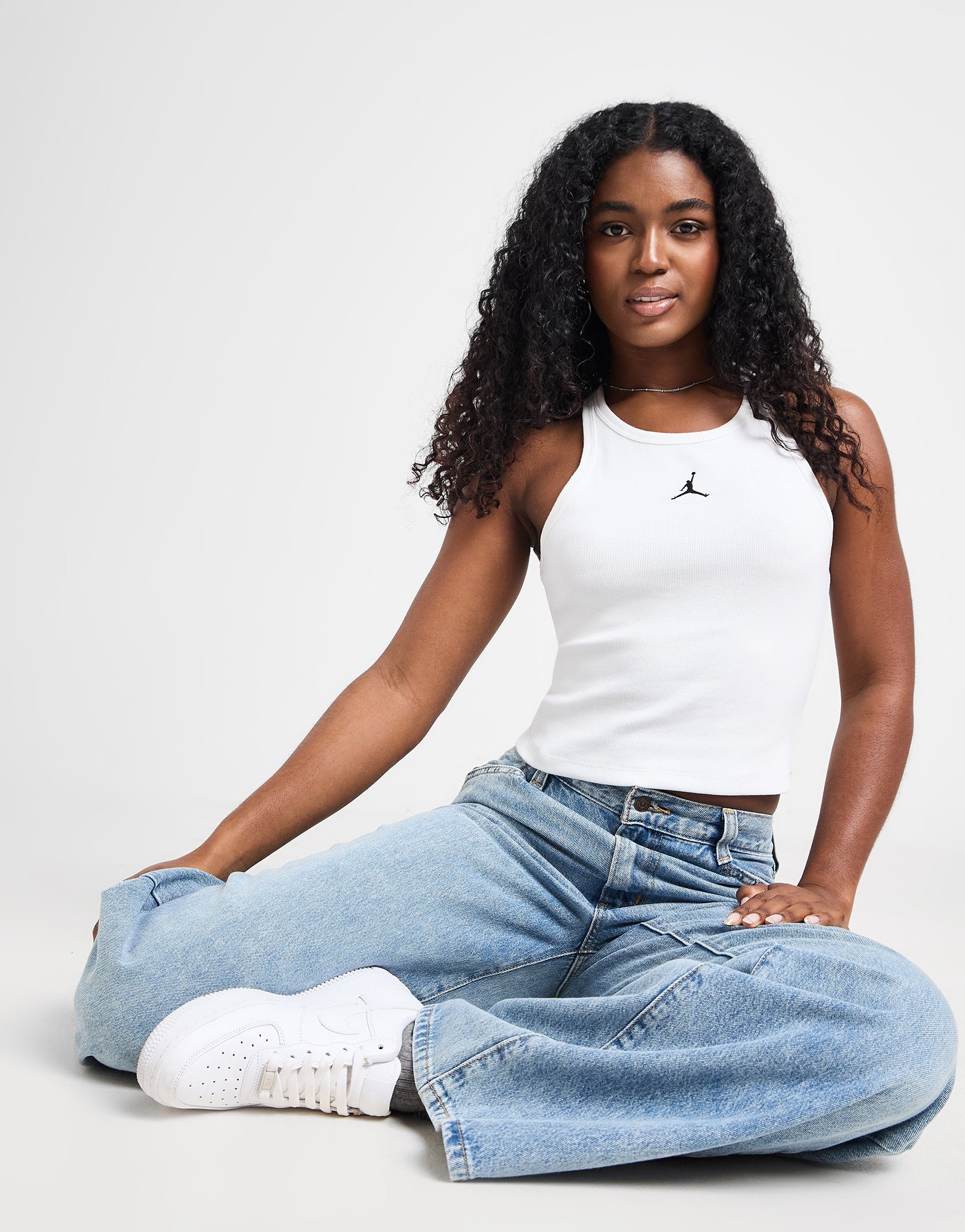 White Jordan Essential Rib Tank Top - JD Sports Australia