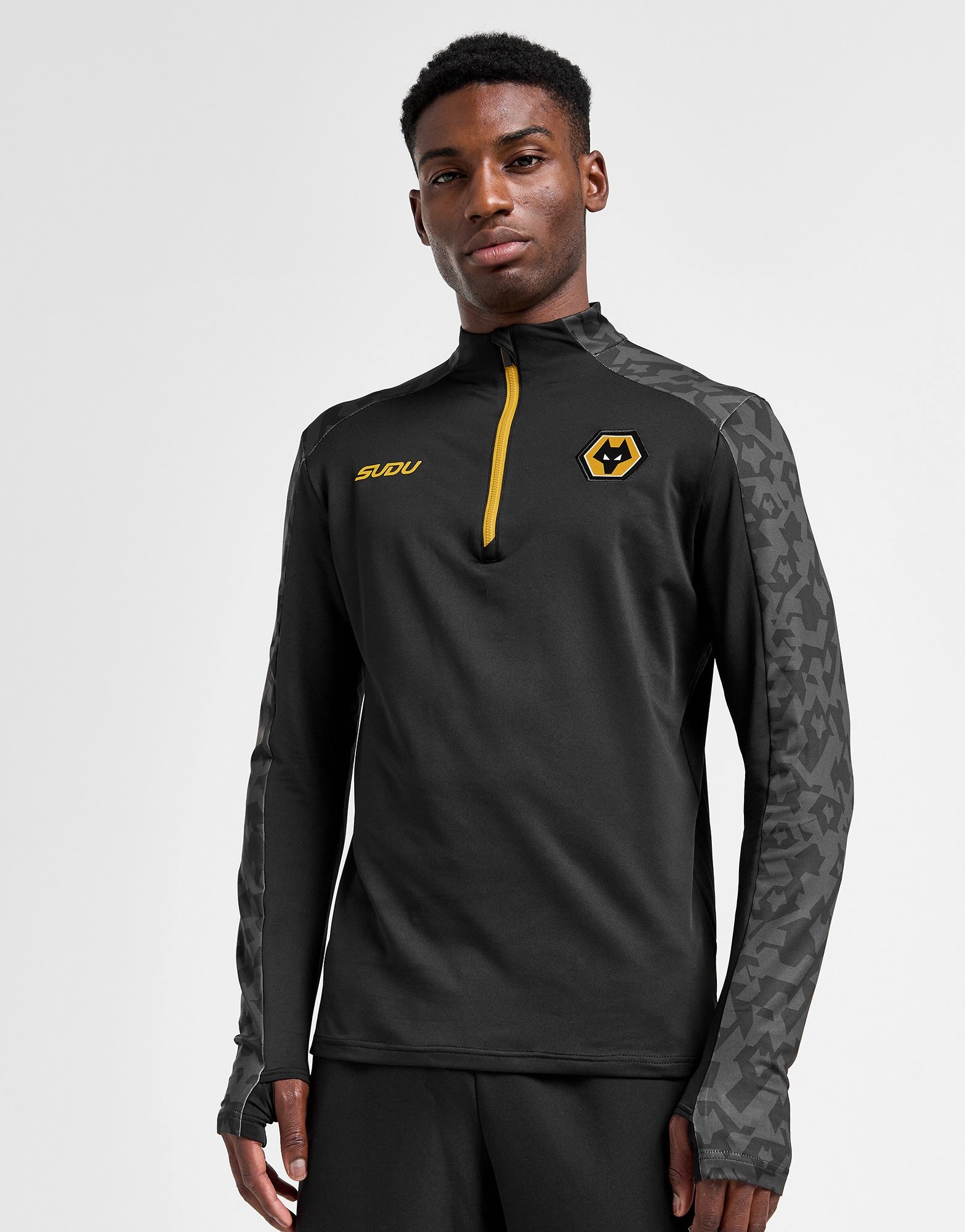 Black SUDU Wolverhampton Wanderers Pre Match 1/4 Zip Top | JD Sports ...