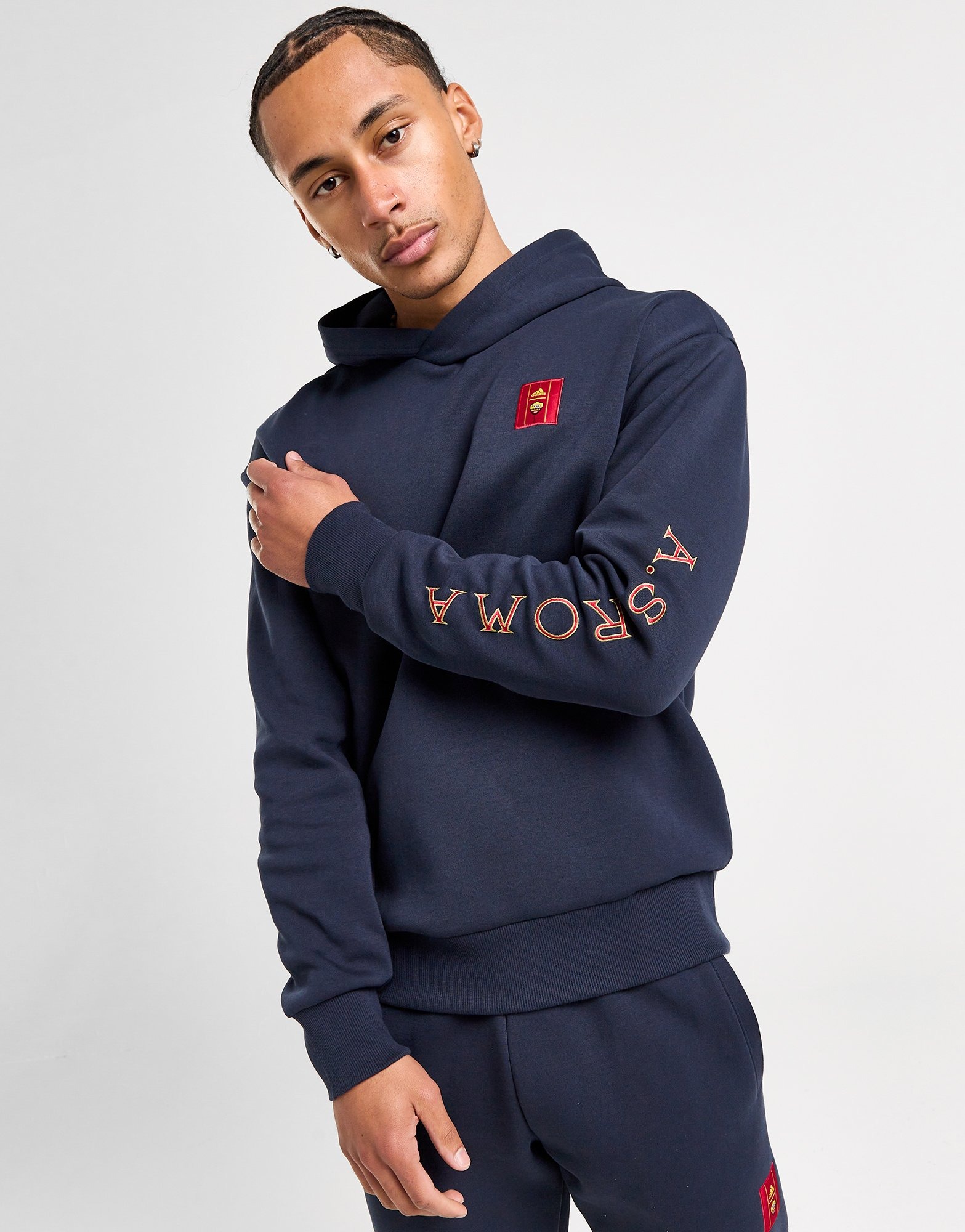 Blue adidas AS Roma Seasonal Doubleknit Hoodie - JD Sports Ireland