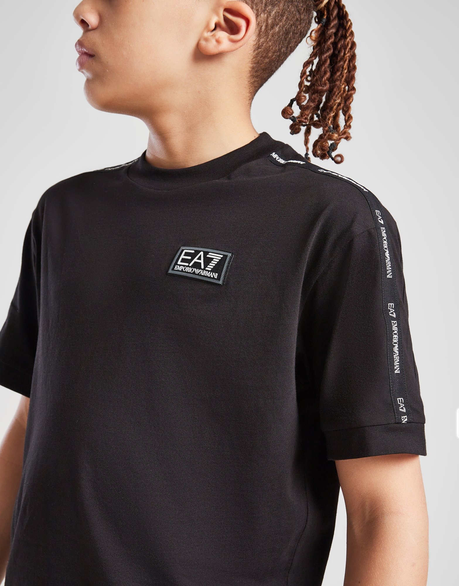Black EA7 Emporio Armani Tape T-Shirt Junior - JD Sports
