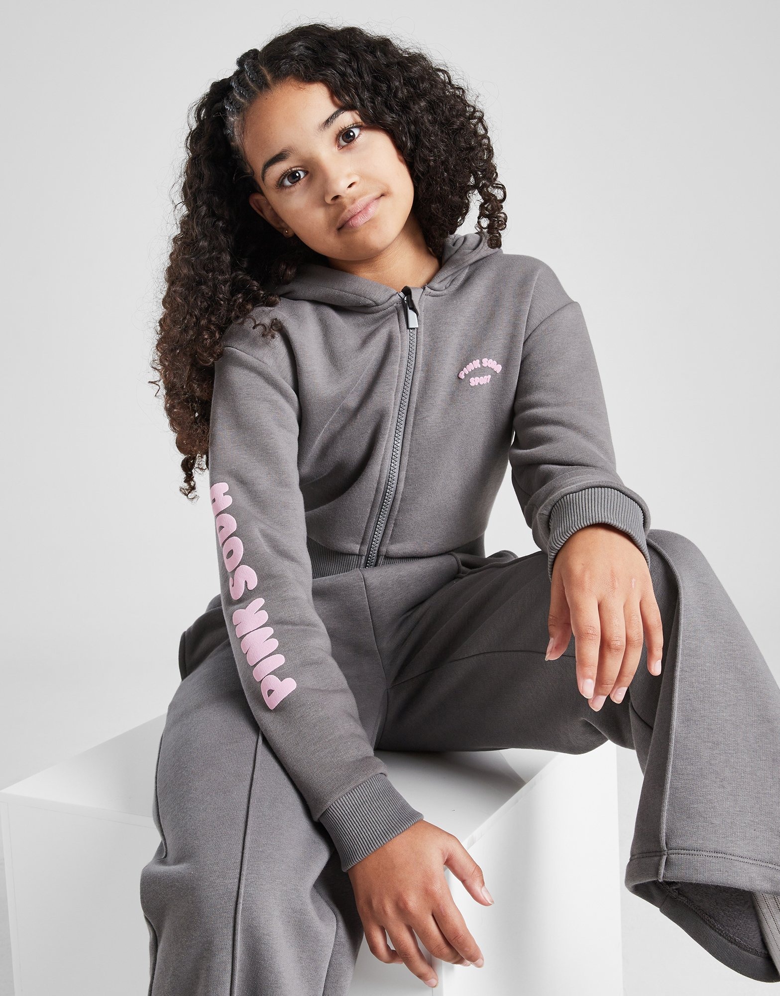 Grey Pink Soda Sport Girls' West Boxy Full Zip Hoodie Junior - JD ...