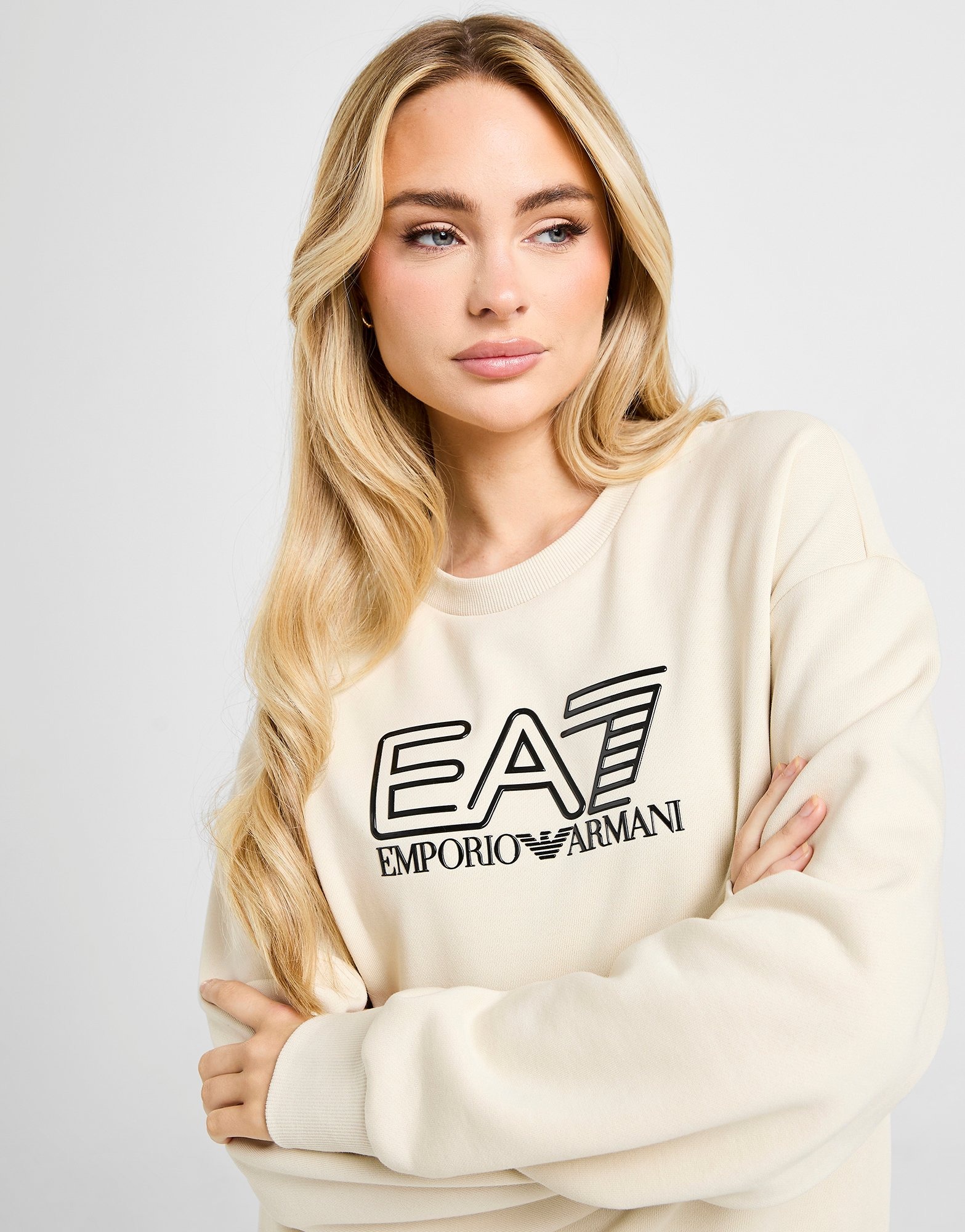 EA7 Emporio Armani Sweat Shine Logo Crème- JD Sports France