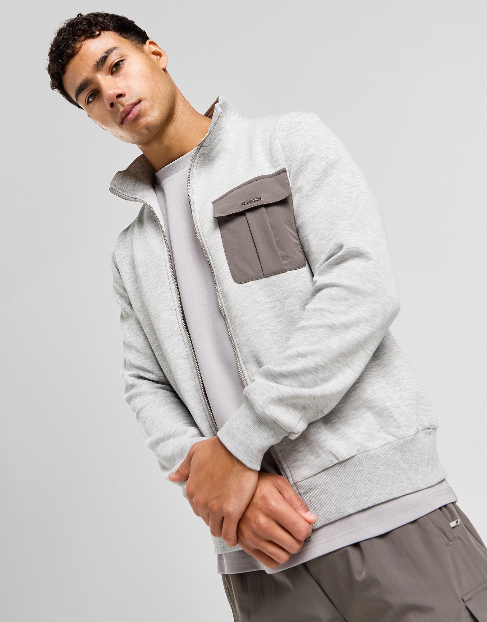 Grey Belier Woven Pocket Full Zip Track Top - JD Sports