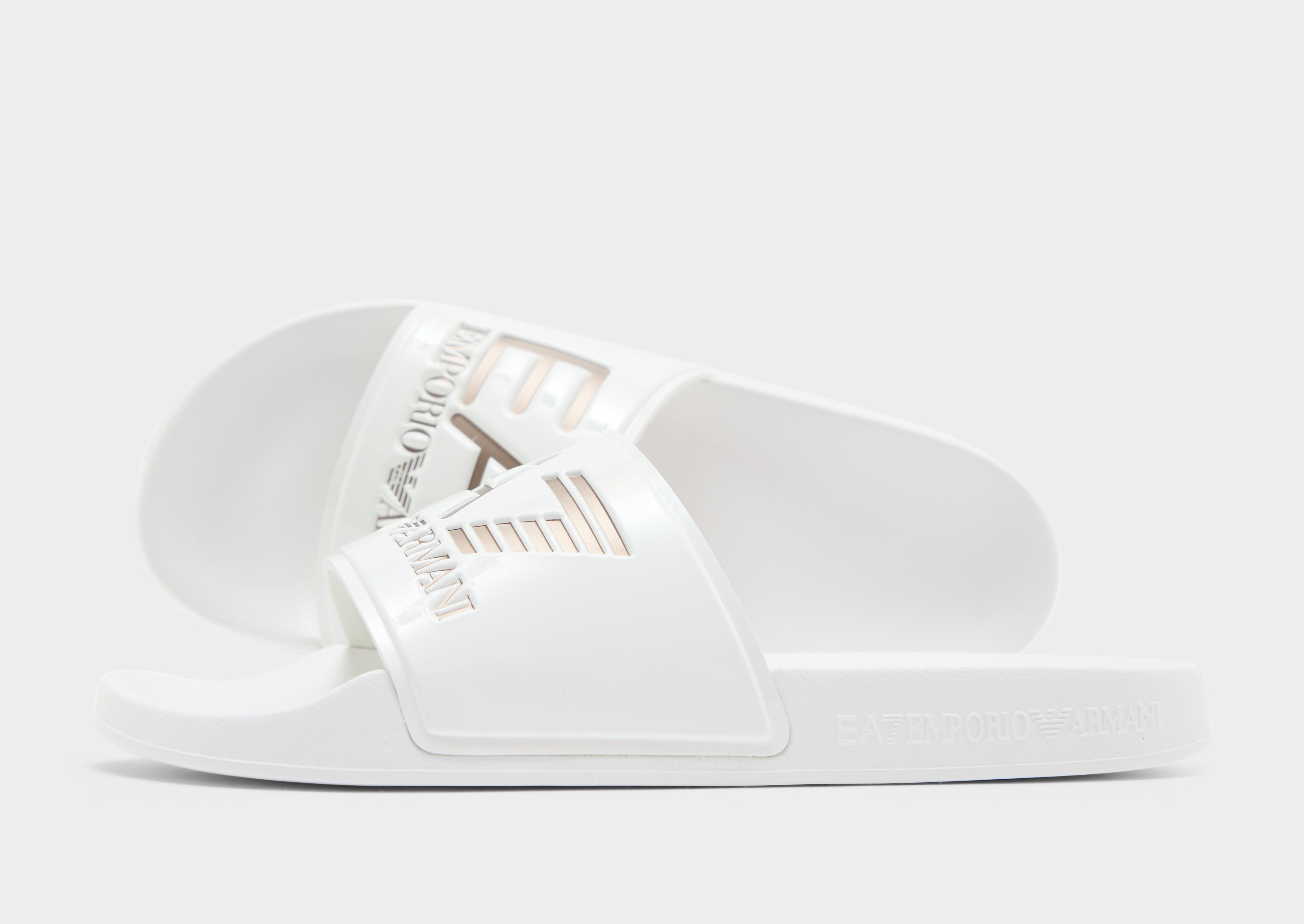 White EA7 Emporio Armani Seaworld Slides Women's - JD Sports Ireland