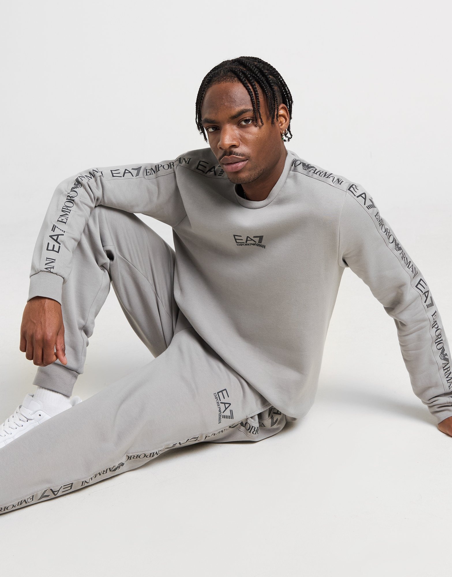 Grey EA7 Emporio Armani Central Tape Crew Tracksuit - JD Sports België