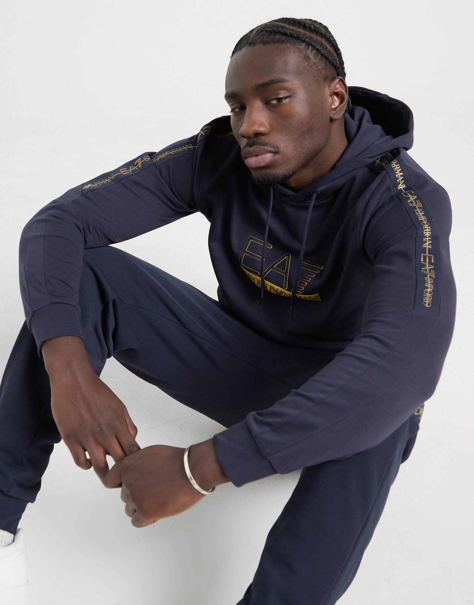 Sininen EA7 Emporio Armani Tape Large Logo Overhead Hoodie - JD Sports ...