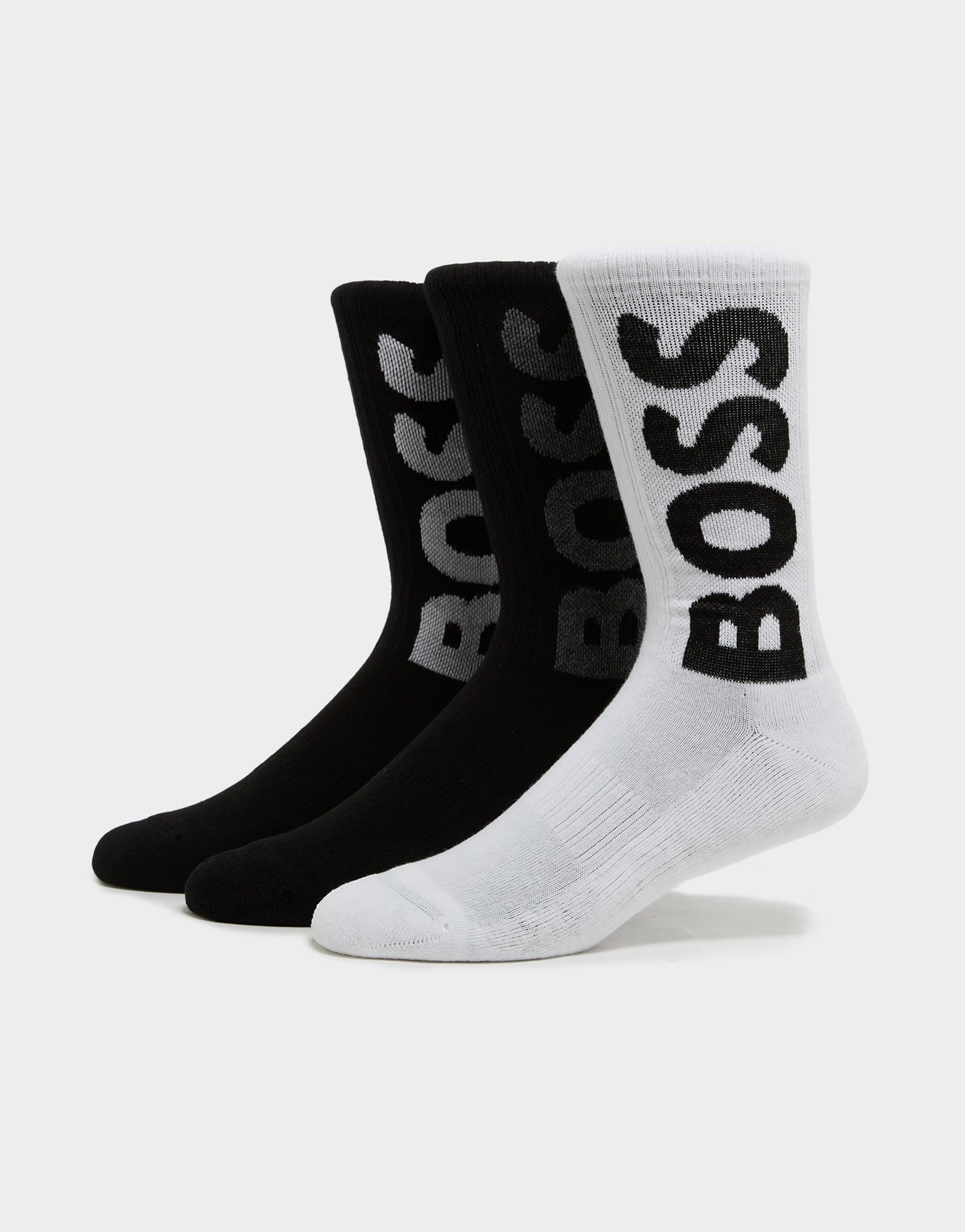 Black BOSS 3-Pack QS Rib Logo Socks - JD Sports Ireland