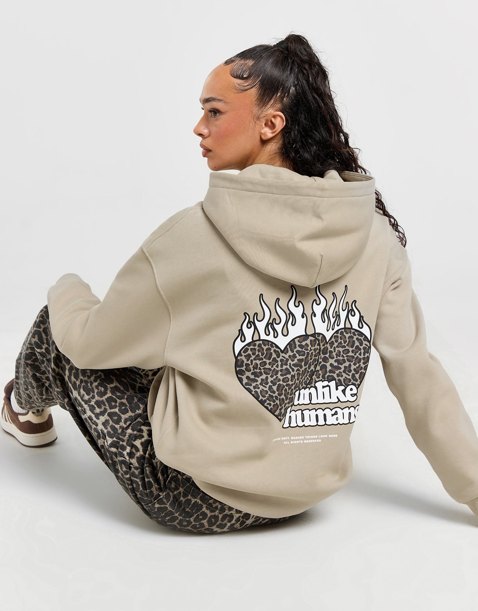 Beige Unlike Humans Leopard Overhead Hoodie - JD Sports Nederland