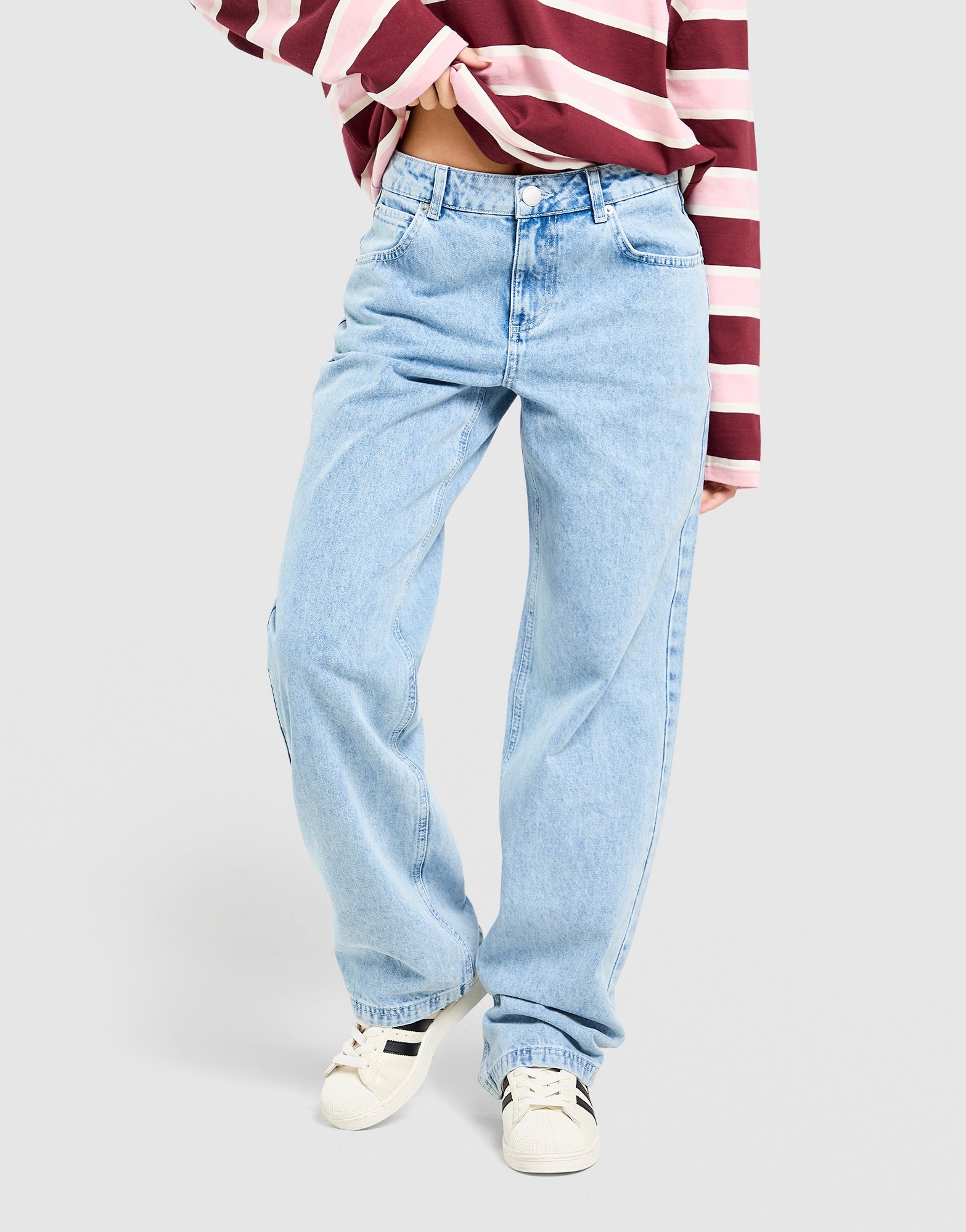 Blue Unlike Humans Mid-Rise Loose Jeans - JD Sports Australia