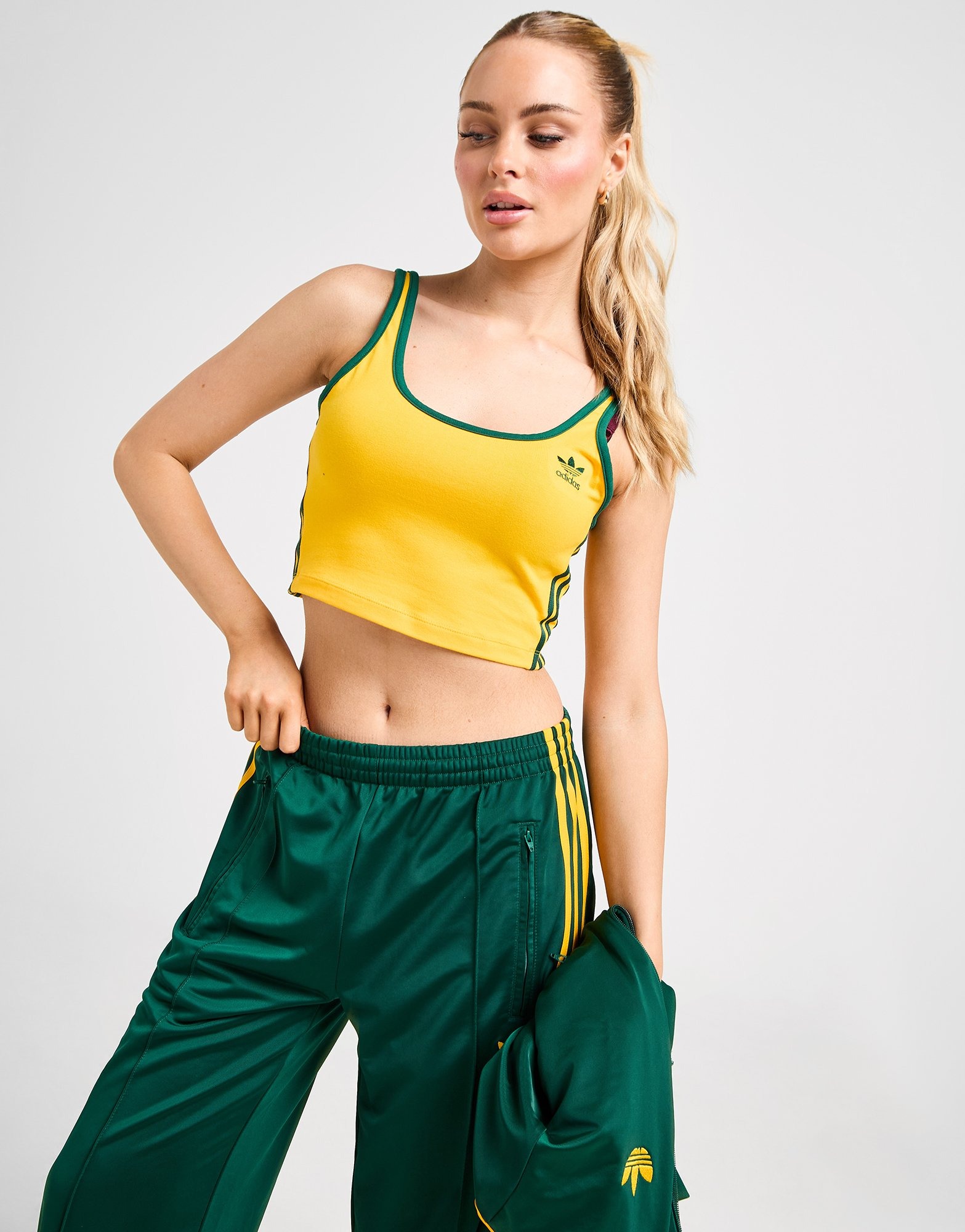 Yellow adidas Originals 3-Stripes Crop Tank Top - JD Sports Global